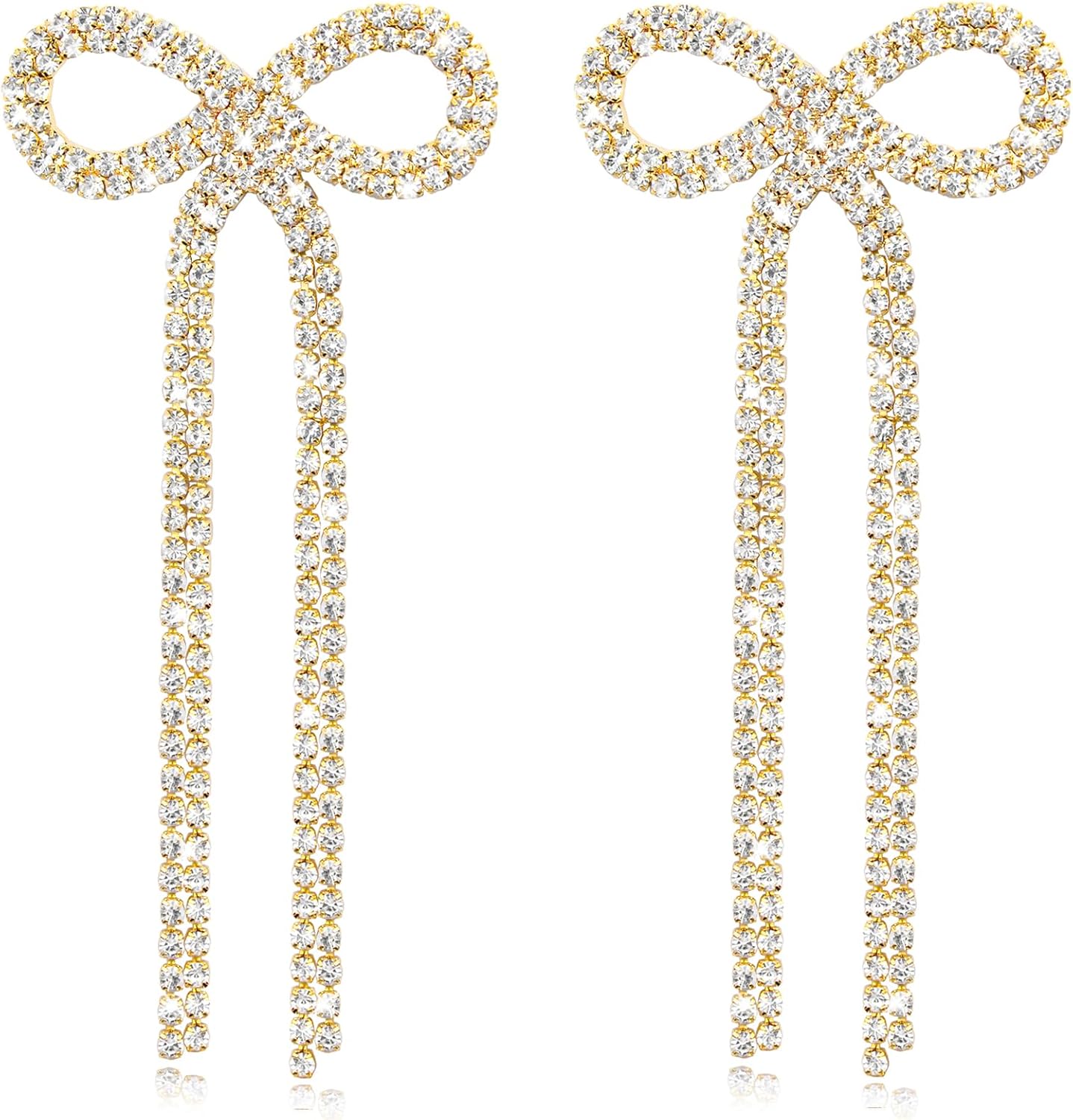 Amazon.com: Nanafast Bow Rhinestone Earrings Long Dangle Drop ...