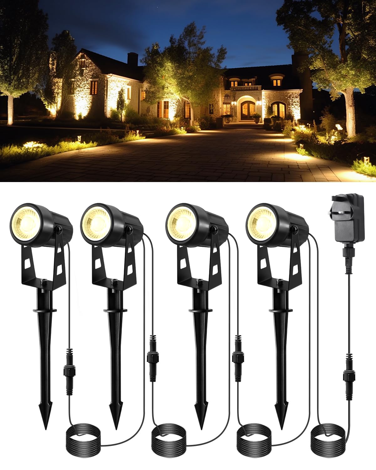 TobeBright Mains Garden Lights, 12W Garden Lights Mains Powered DC12V ...