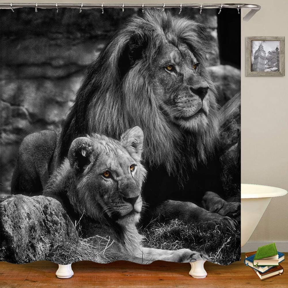 Amazon.com: KOMLLEX African Lion Shower Curtain for Bathroom Decor ...