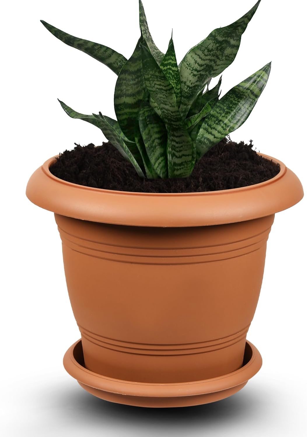 ZENQA X-LARGE Round Plastic Plant Pot 50 cm Flower Pots with Saucer ...