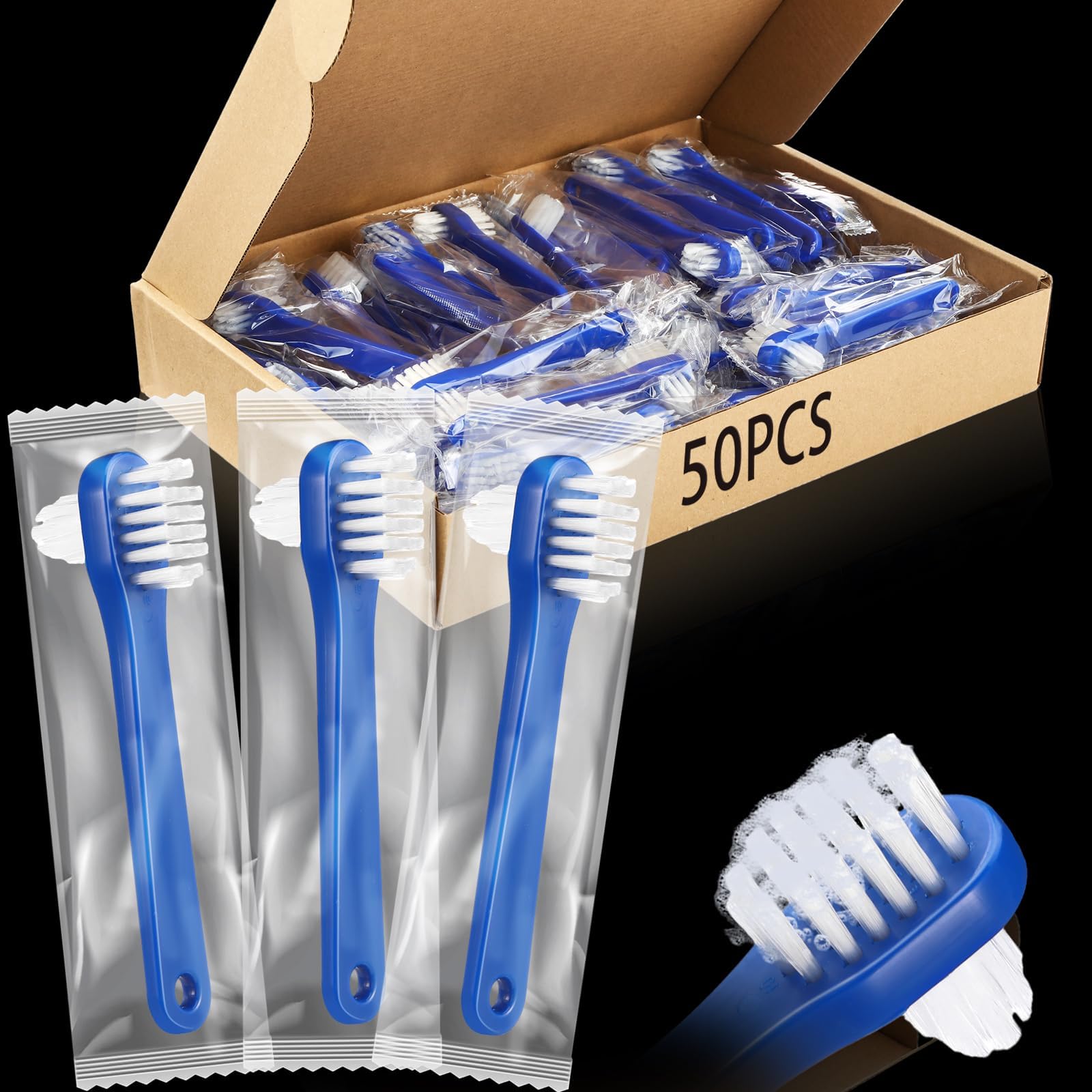 Amazon.com : Qinyoung 50 Pcs Denture Brush Individually Dual Headed ...