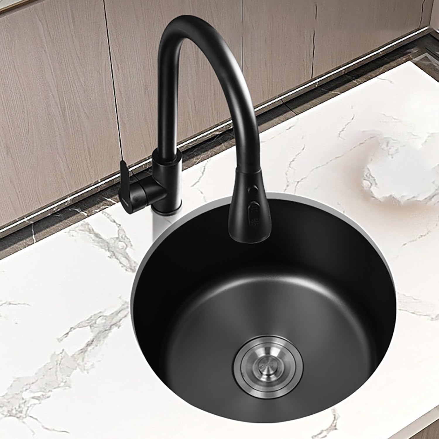Undermount Sink Stainless Steel Round Kitchen Sink with Strainer and ...
