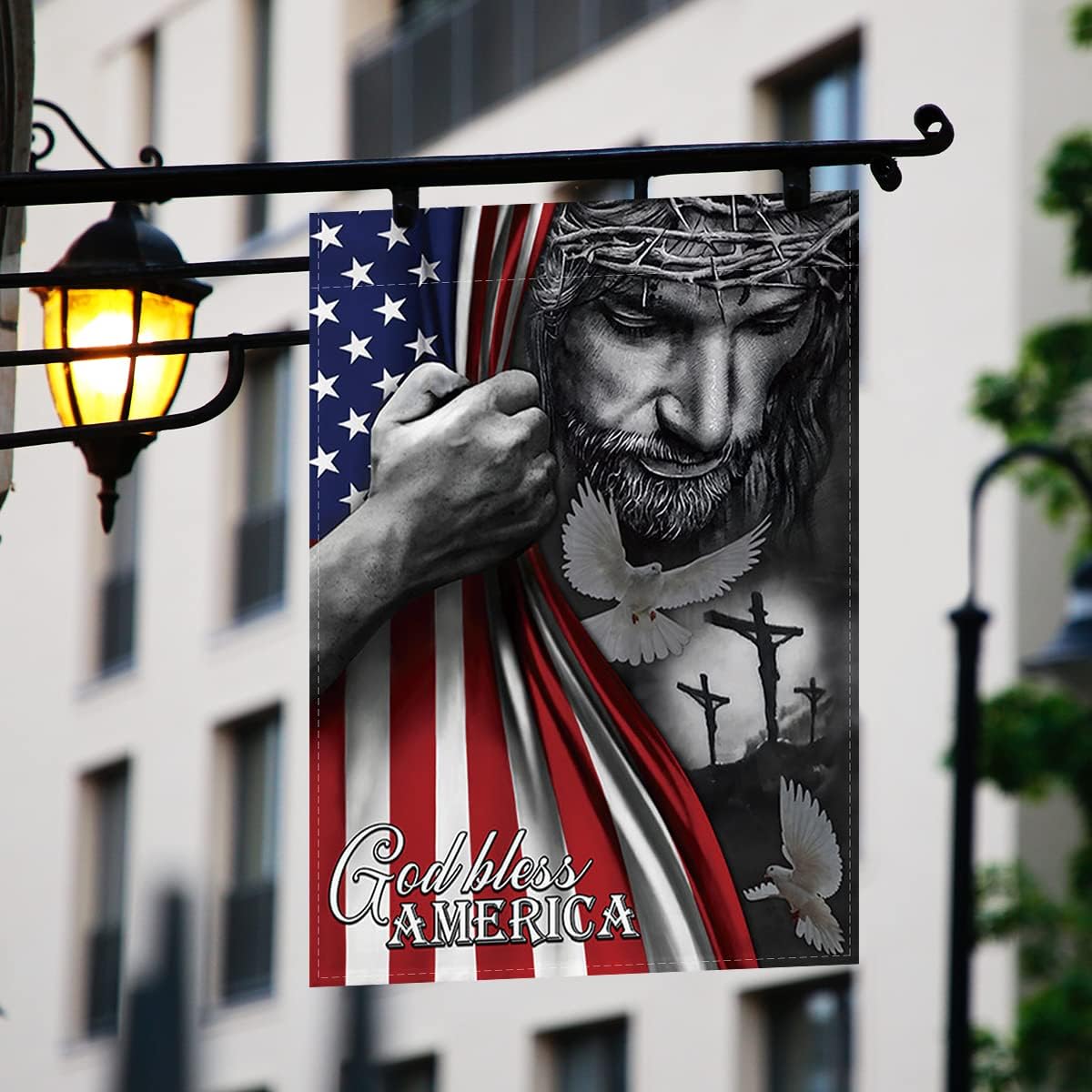 Amazon.com: Jesus Flag - God Bless America Flag | Jesus American Flag ...