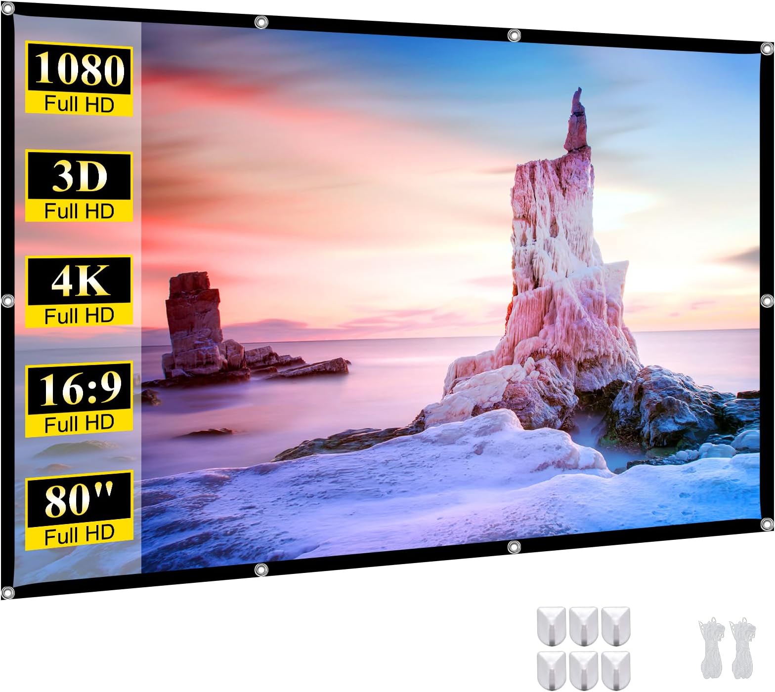 Amazon.com: Projector Screen, 100-inch Outdoor Projector Screen GooDee ...