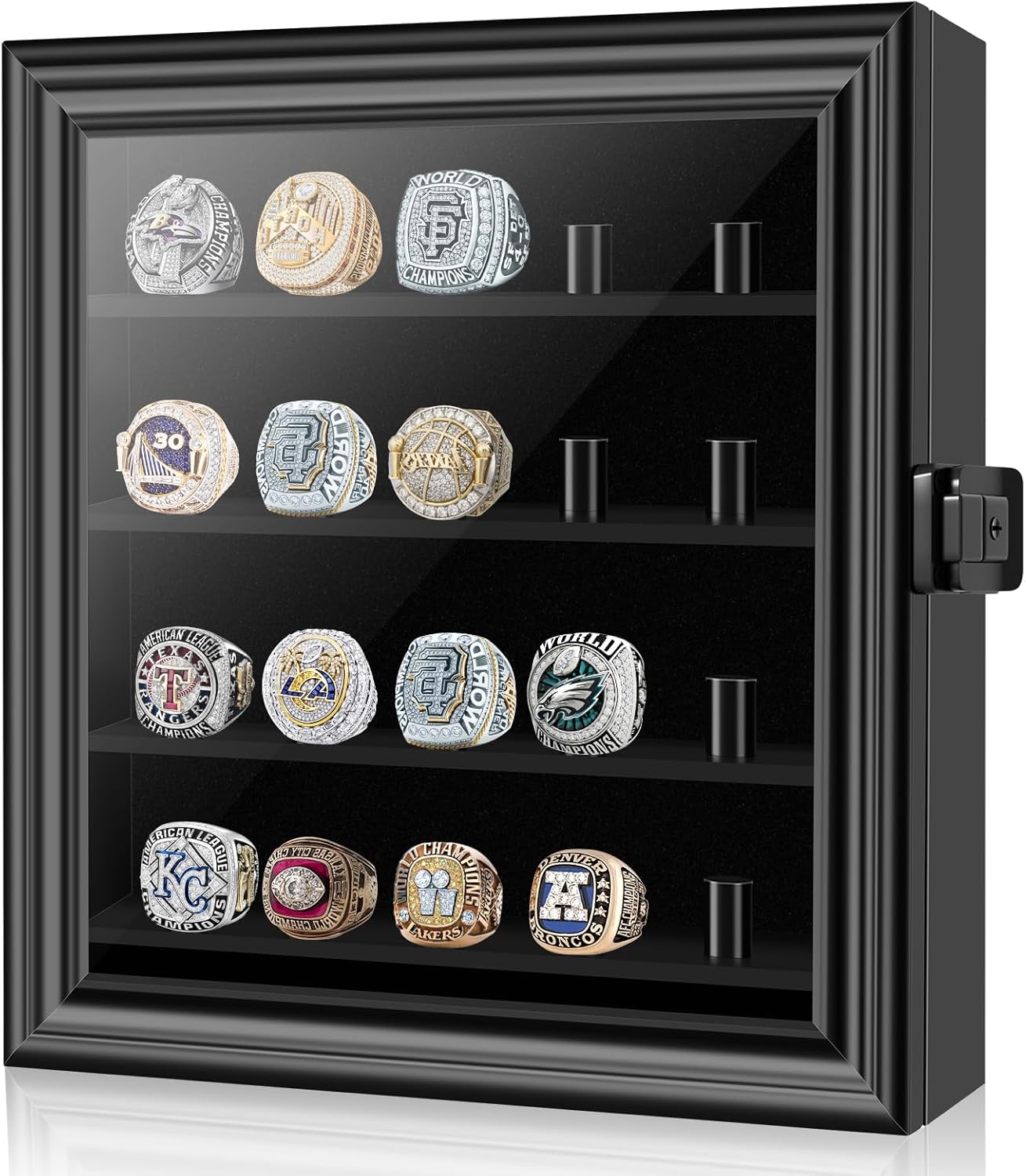 Amazon.com: Championship Ring Display Case, 20 Ring Posts Baseball Ring ...