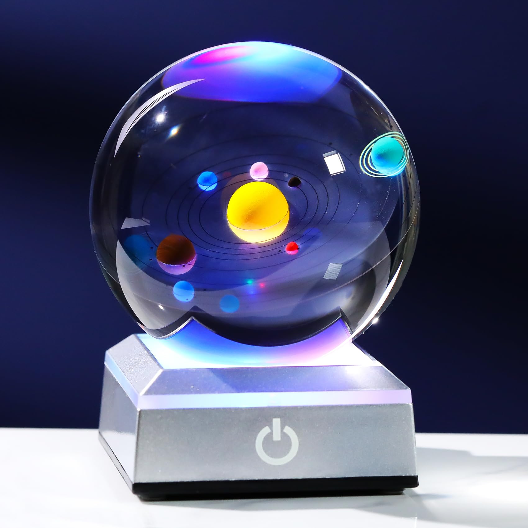 Amazon.com: 3D Crystal Solar System Ball 3.15inch with Silver LED Base ...