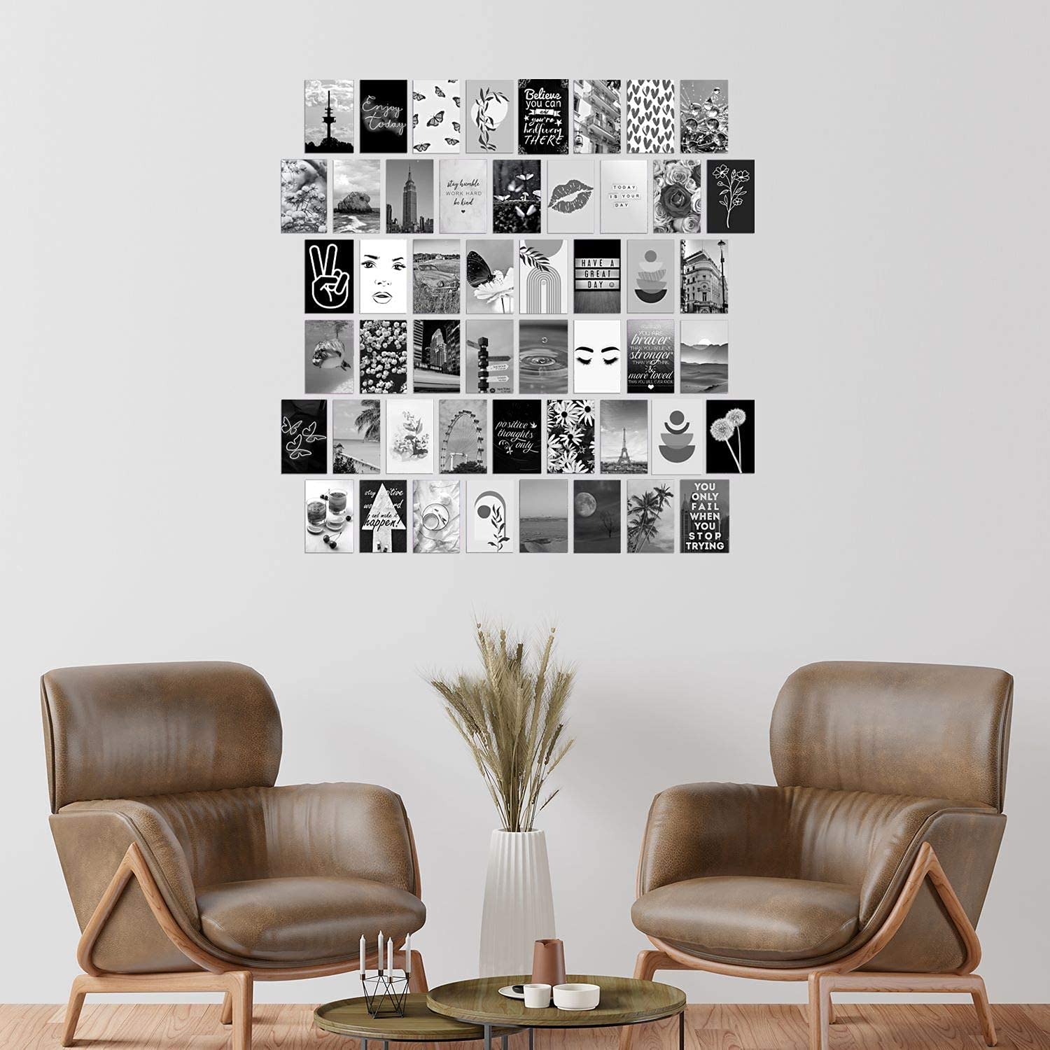 Buy Woonkit Black White Wall Collage Kit Aesthetic Pictures, Black and ...