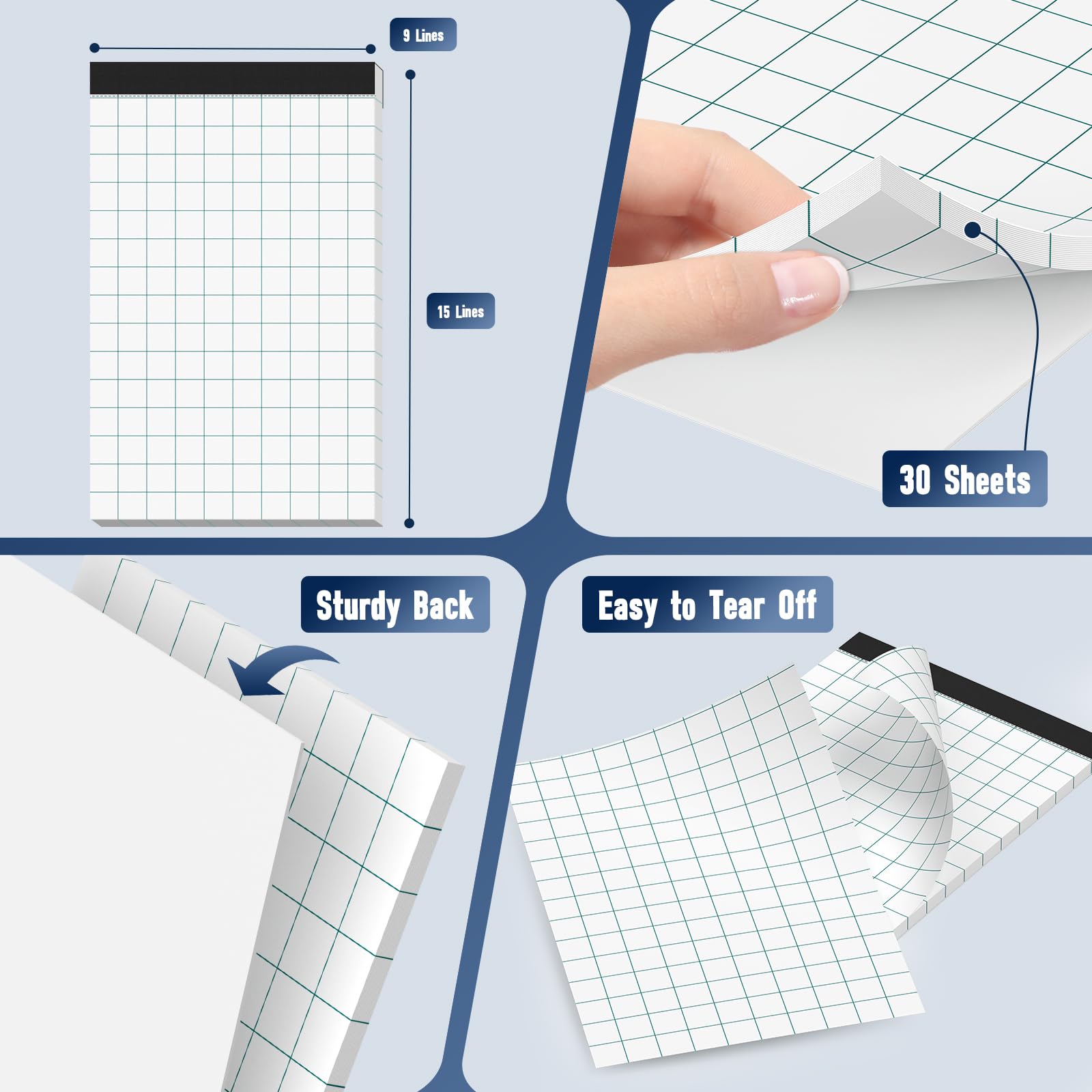 Snapklik.com : Graph Paper Pads 6 Pack Grid Paper Pad 5x8 White Note ...
