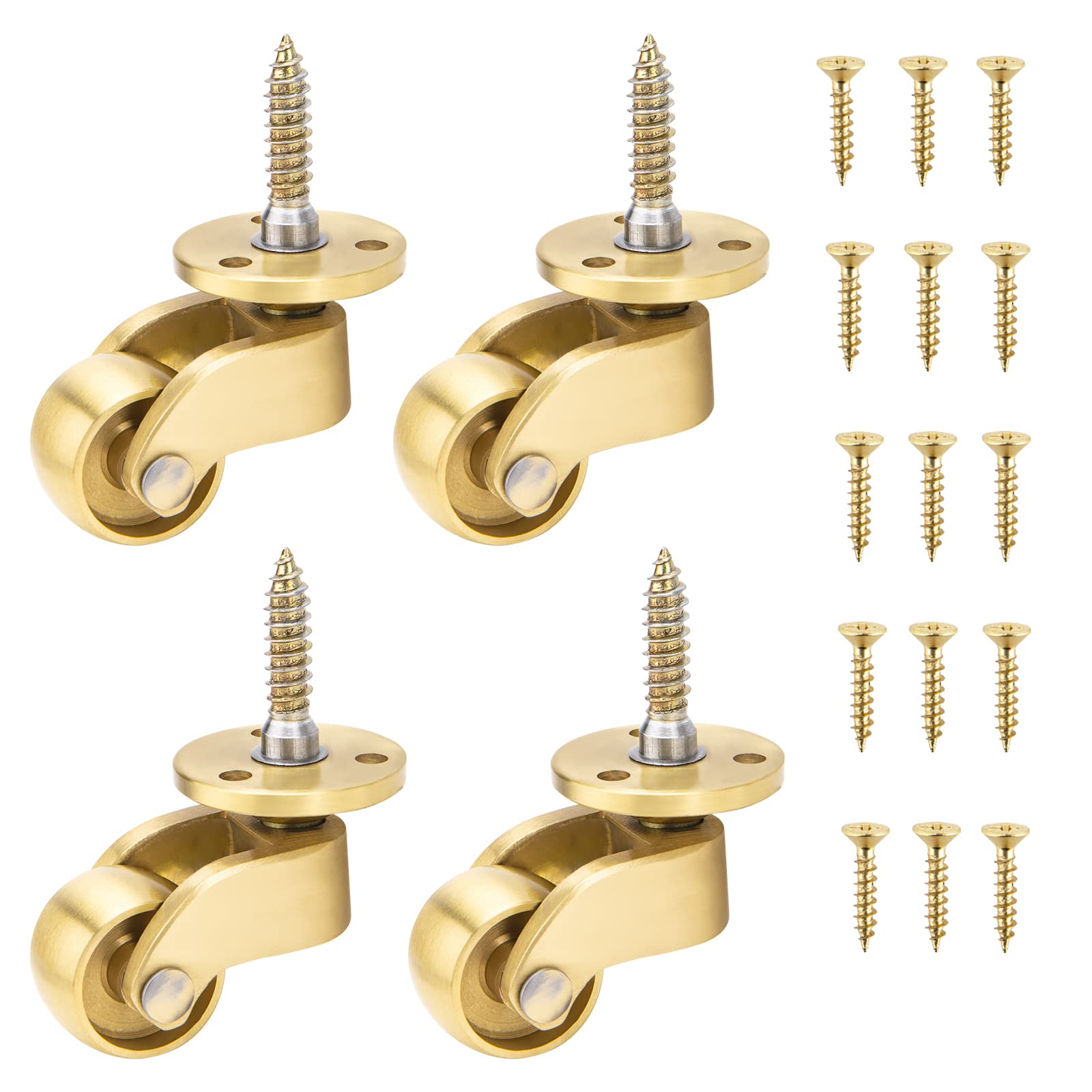 4PCS Universal Brass Caster Stem Wheels 360 Degree Rotation Brass ...
