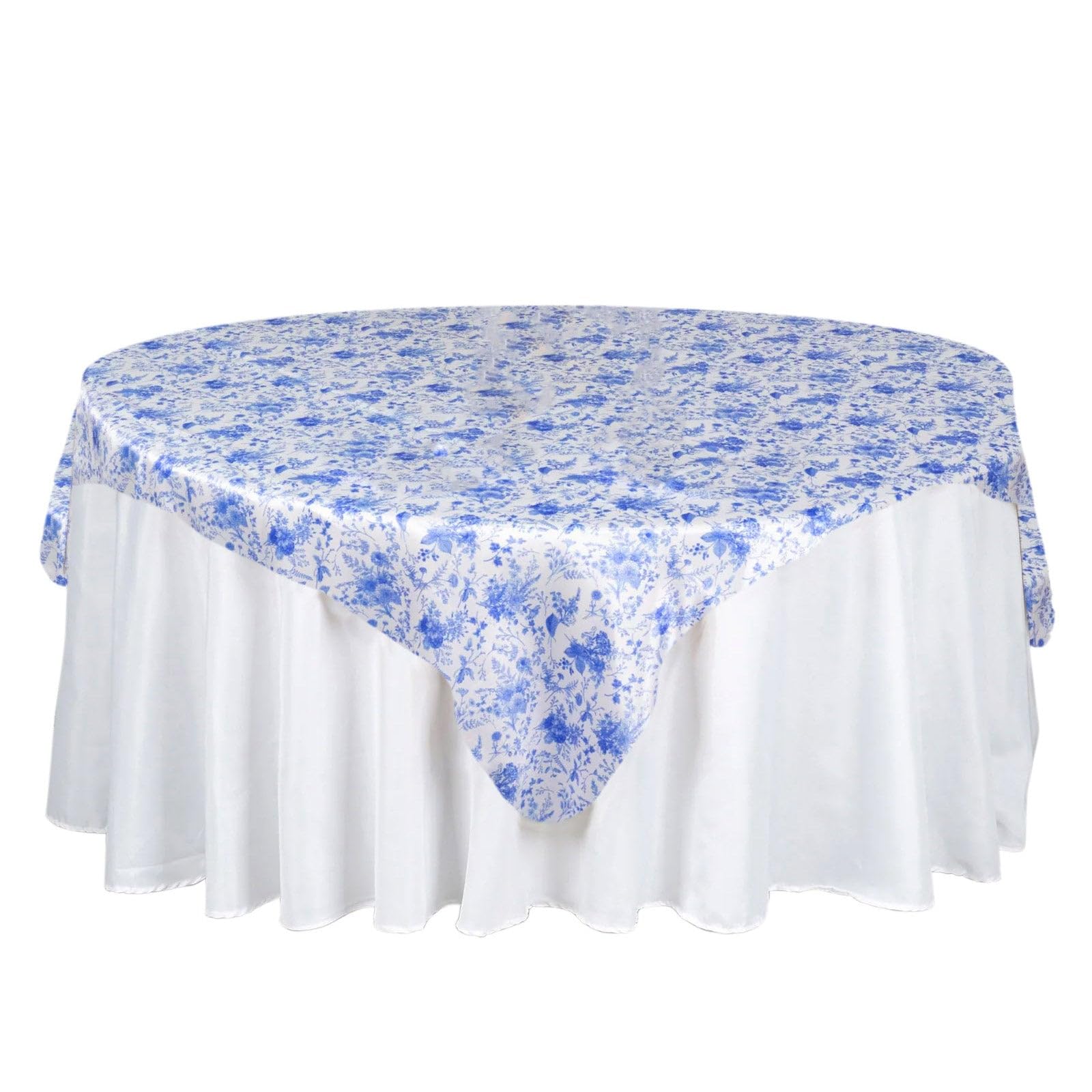 Amazon.com: Efavormart White Blue Chinoiserie Floral Print Satin Table ...