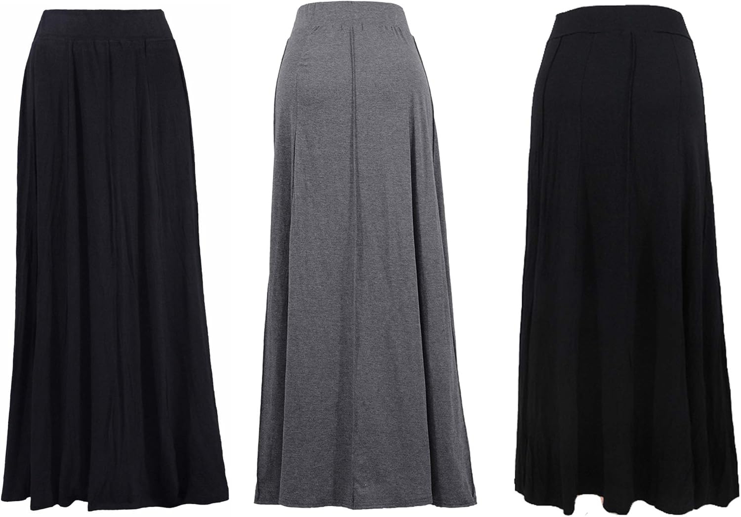 Abielmo Women Ladies Maxi Skirt Fully Lined Pull on Elasticated Waist ...