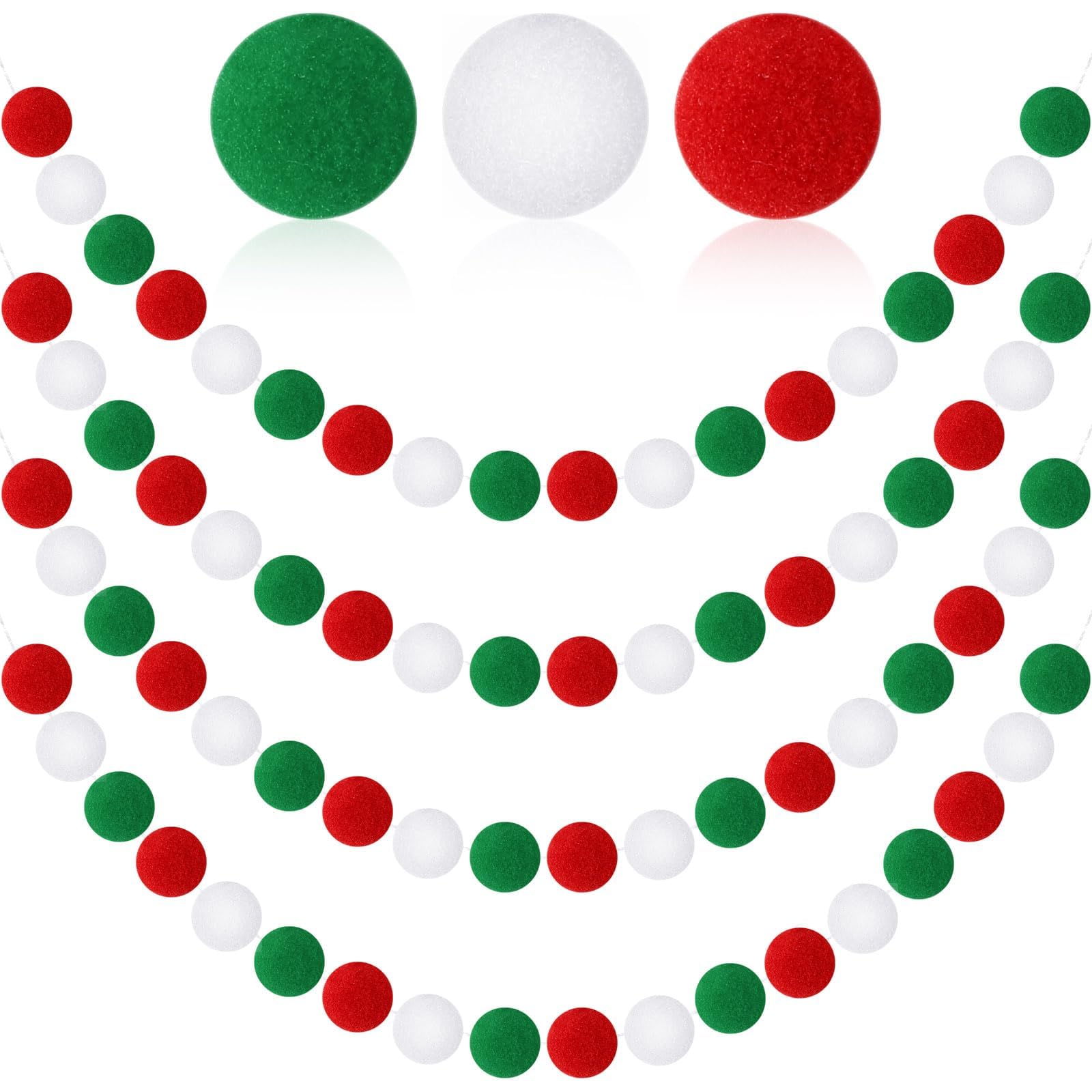 Amazon.com: MARFOREVER 4 Pack 26.3 Feet Christmas Pom Pom Garland ...