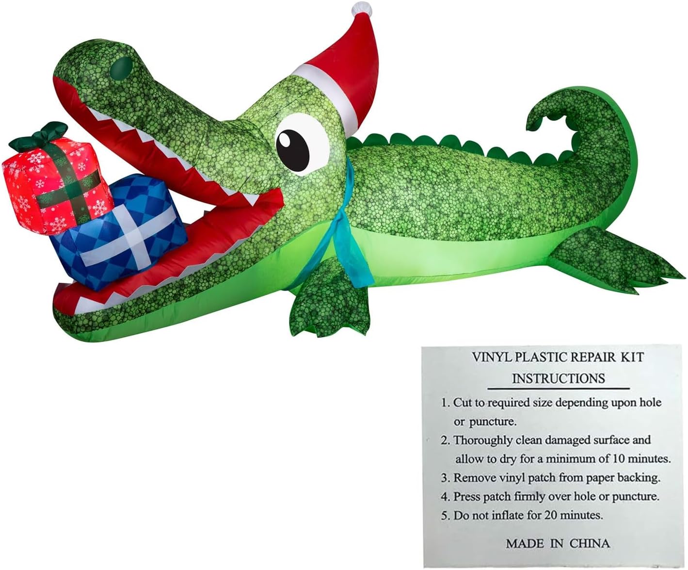 Amazon.com: Alligator in Santa Hat with Gifts Christmas Inflatable 9 ...
