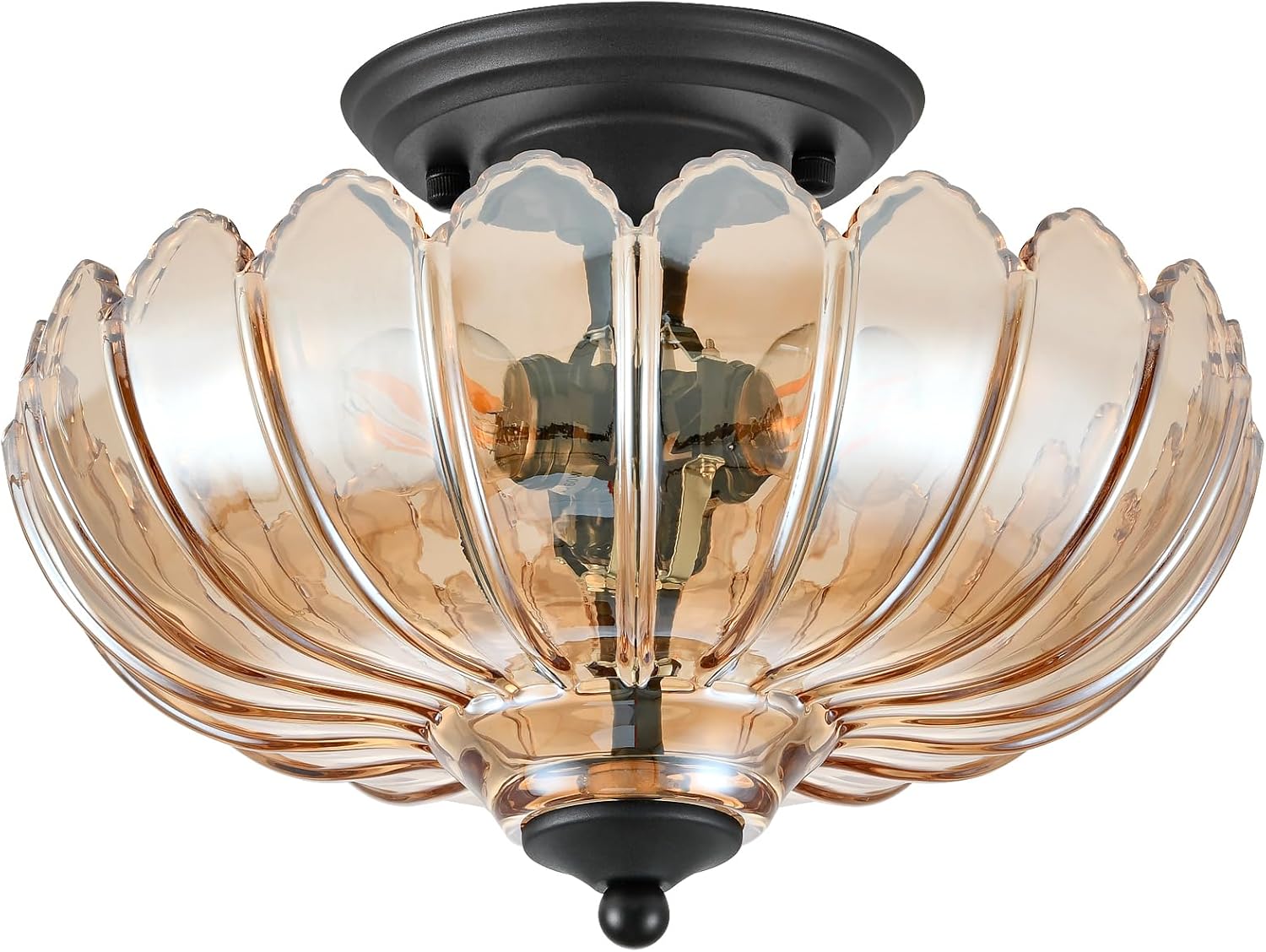 Ruibutrade Amber Glass Ceiling Light Fixture - Handcrafted Art Glass ...