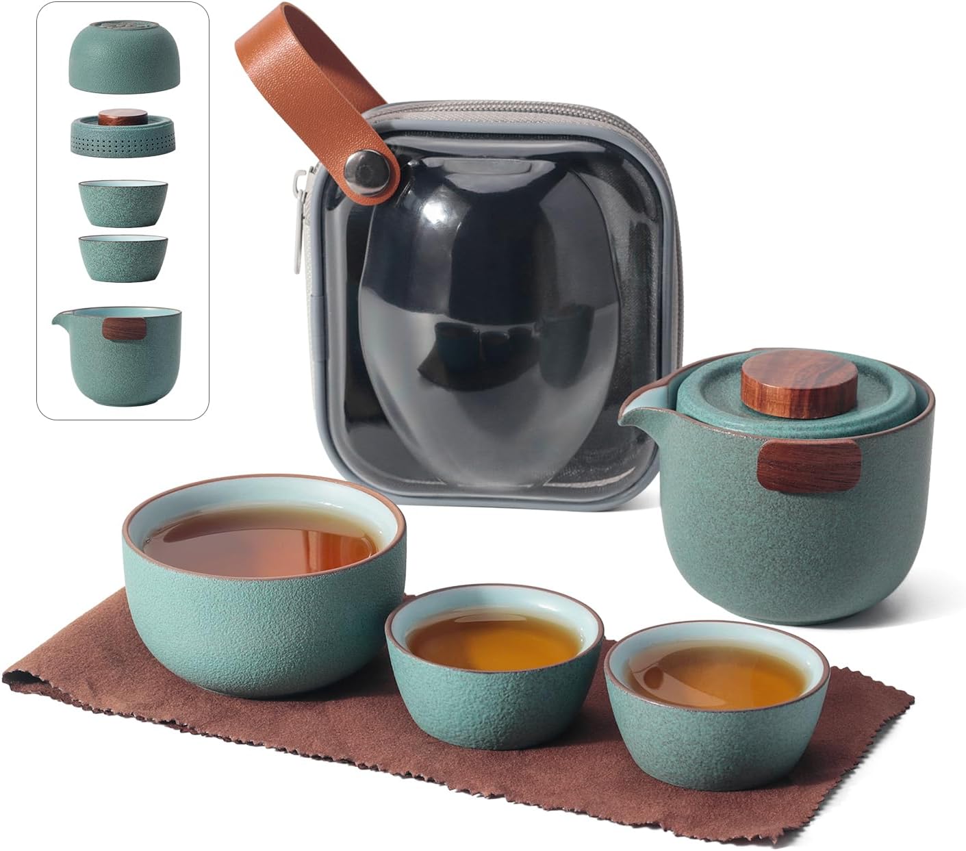 Amazon.com | Travel Tea Set Ceramic Tea Pot Set Chinese Kung Fu Teapot ...