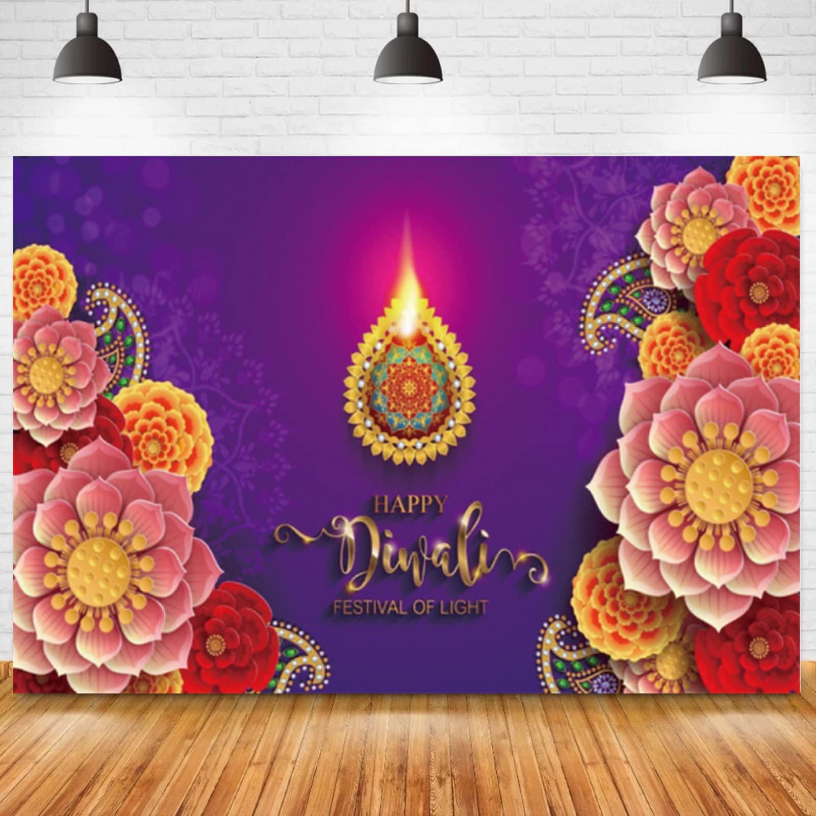 Buy Happy Diwali Backdrop Marigold Elephant Candle Festival Of Lights ...