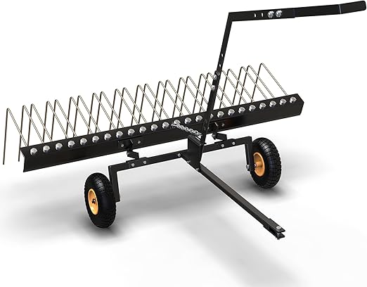 Amazon.com : YITAMOTOR 60" Tow Behind Steel Pine Straw Rake Durable ...