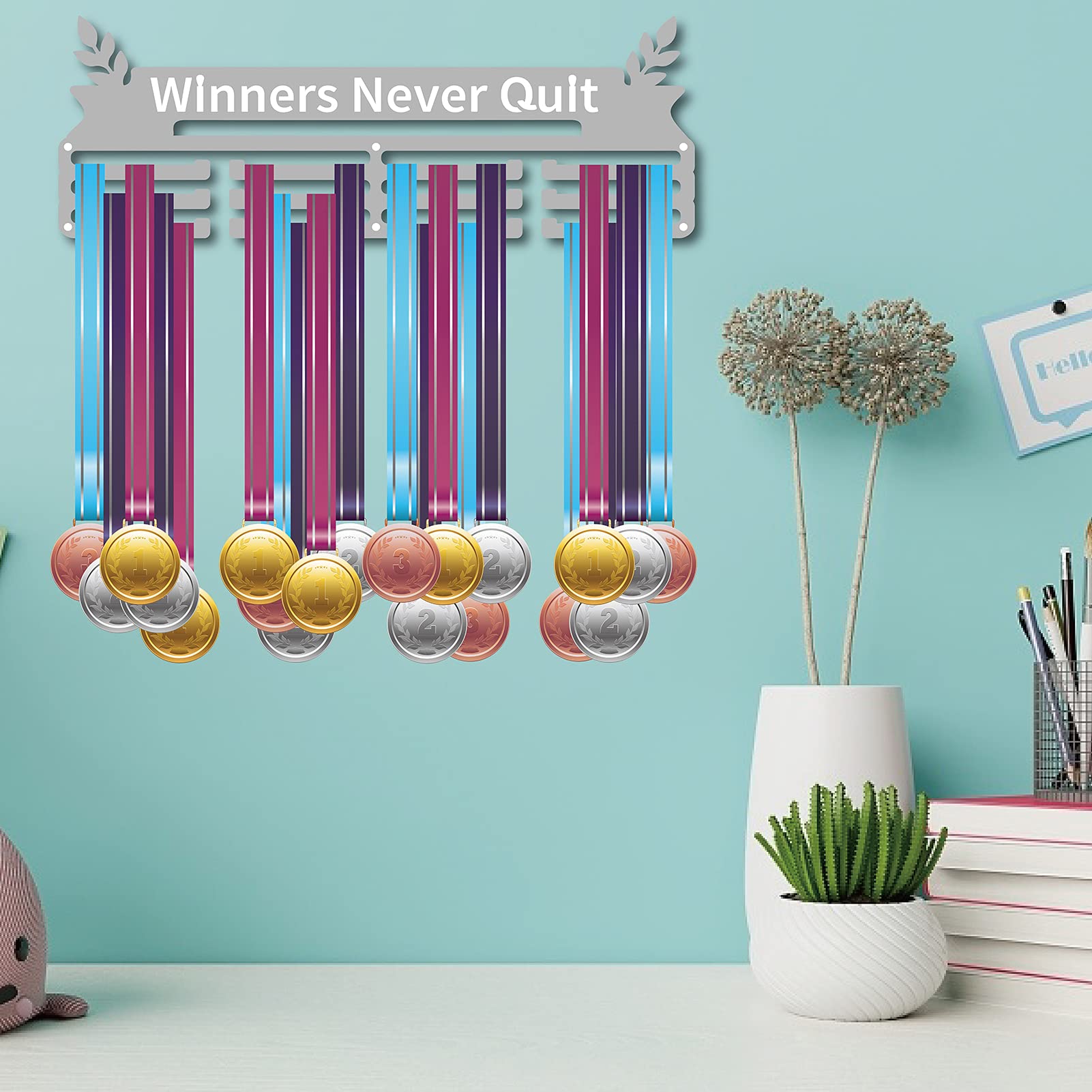 Buy CREATCABIN Medal Holder Sport Winner Never Quit Leaves Awards ...