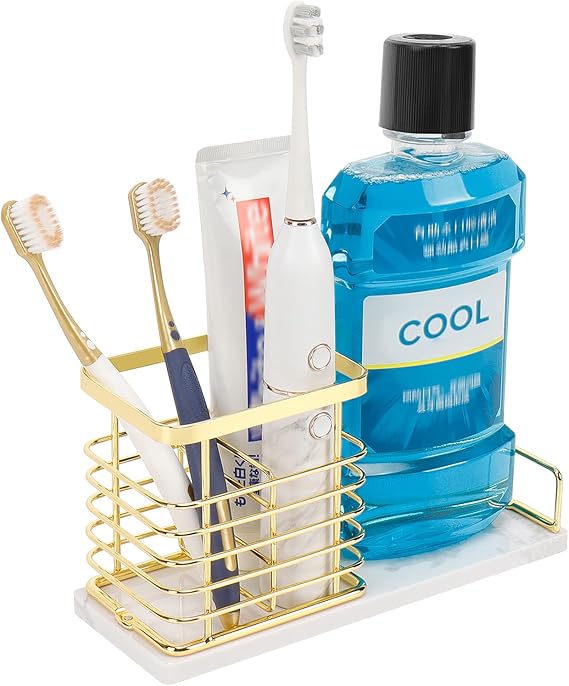 Amazon.com: HarJue Toothbrush Holder, Luxurious Metal Toothbrush ...