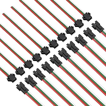 SEZO JST SM 3 Pin Connector Kit for SK6812 RGBW WS2812B WS2811 LED Strip with 15cm Cable (20 ...