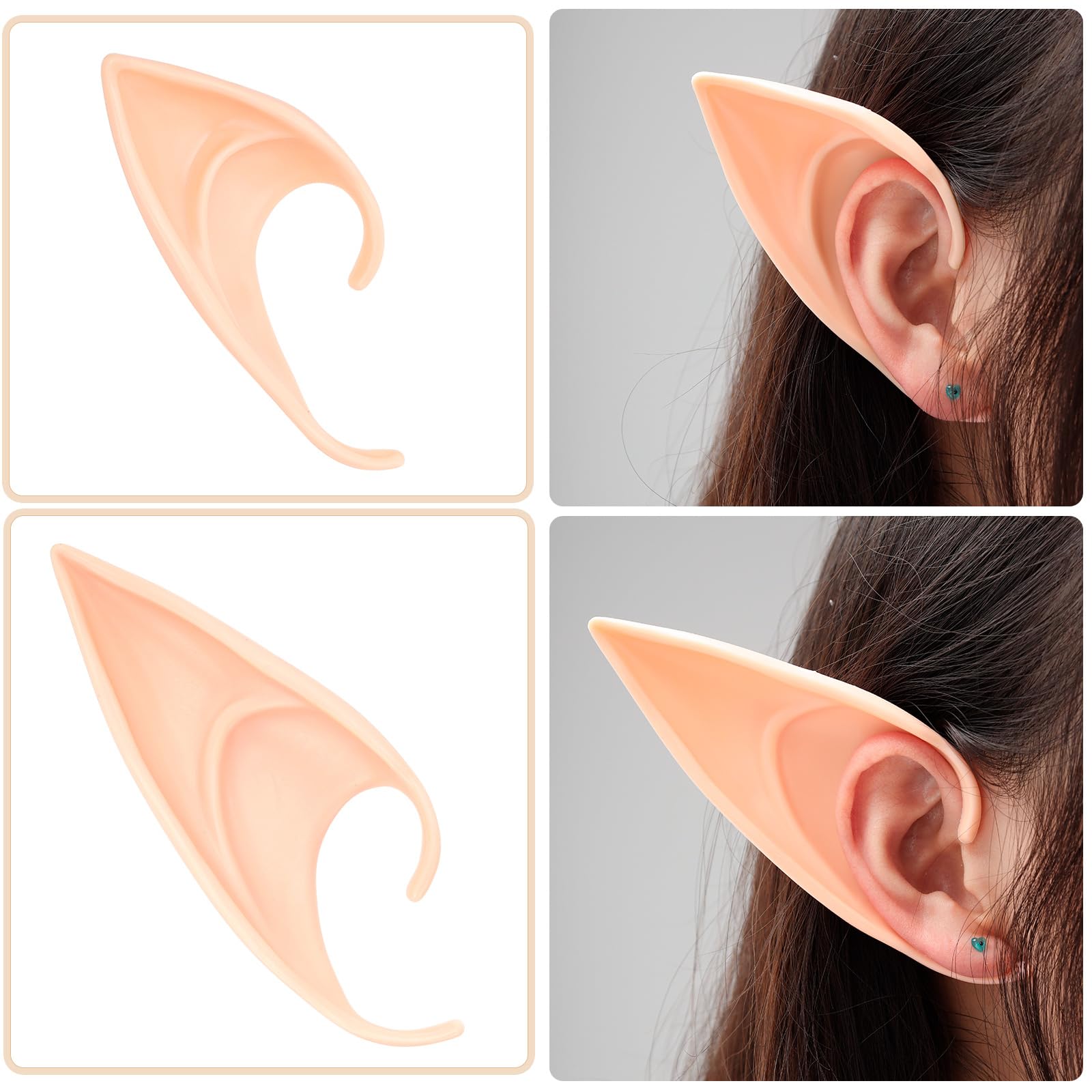 Snapklik.com : 6 Pairs Fairy Pixie Elf Ears, Soft Pointed Latex Elf ...