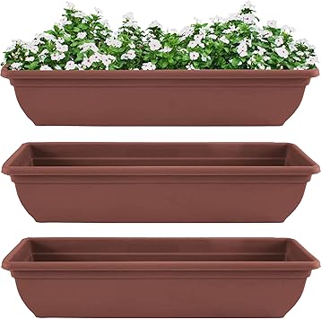 ALLEZ - 3pcs Trough Planter Terracotta - Window Box Planter, Plants ...