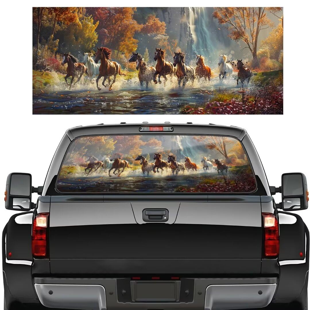 Amazon.com - Truck Rear Window Sticker,A Groupof Horses Running Along ...