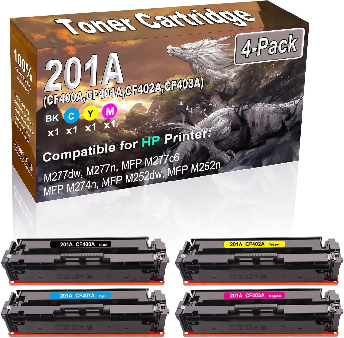 Amazon.com: 4-Pack (BK/C/Y/M) Compatible High Capacity 201A (CF400A ...