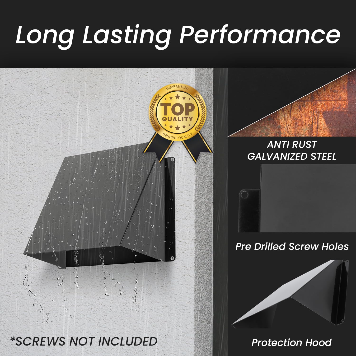 Snapklik.com : 6 X 6 Inch Black Galvanized Steel Vent Cover - Duct ...