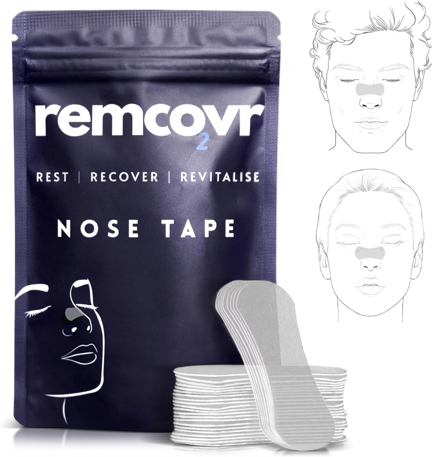 Remcovr Nasal Strips for Breathing - 30 Nose Breathing Strips for ...