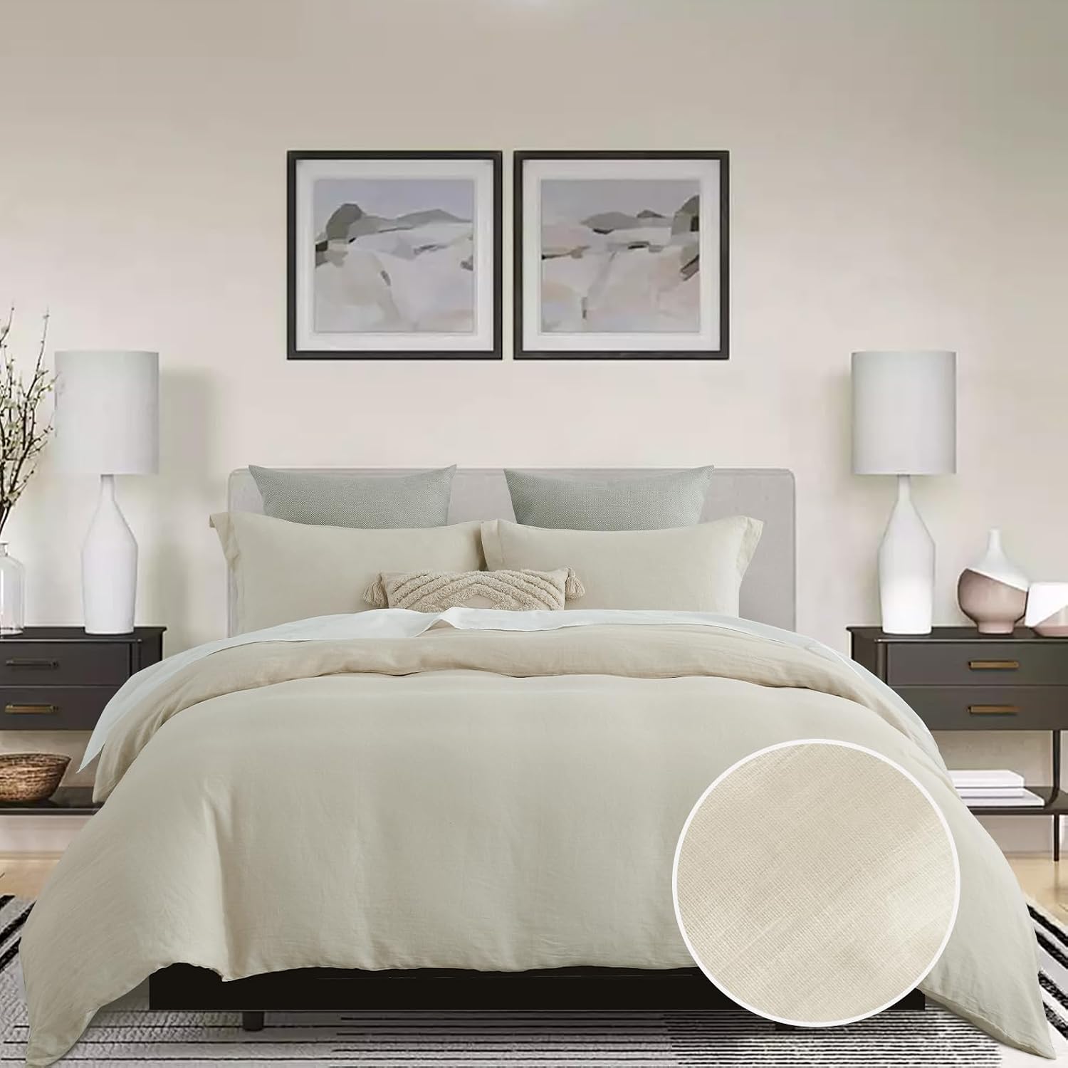 Amazon.com: EWlinens 100% Linen Duvet Cover Set with Washed Belgian ...