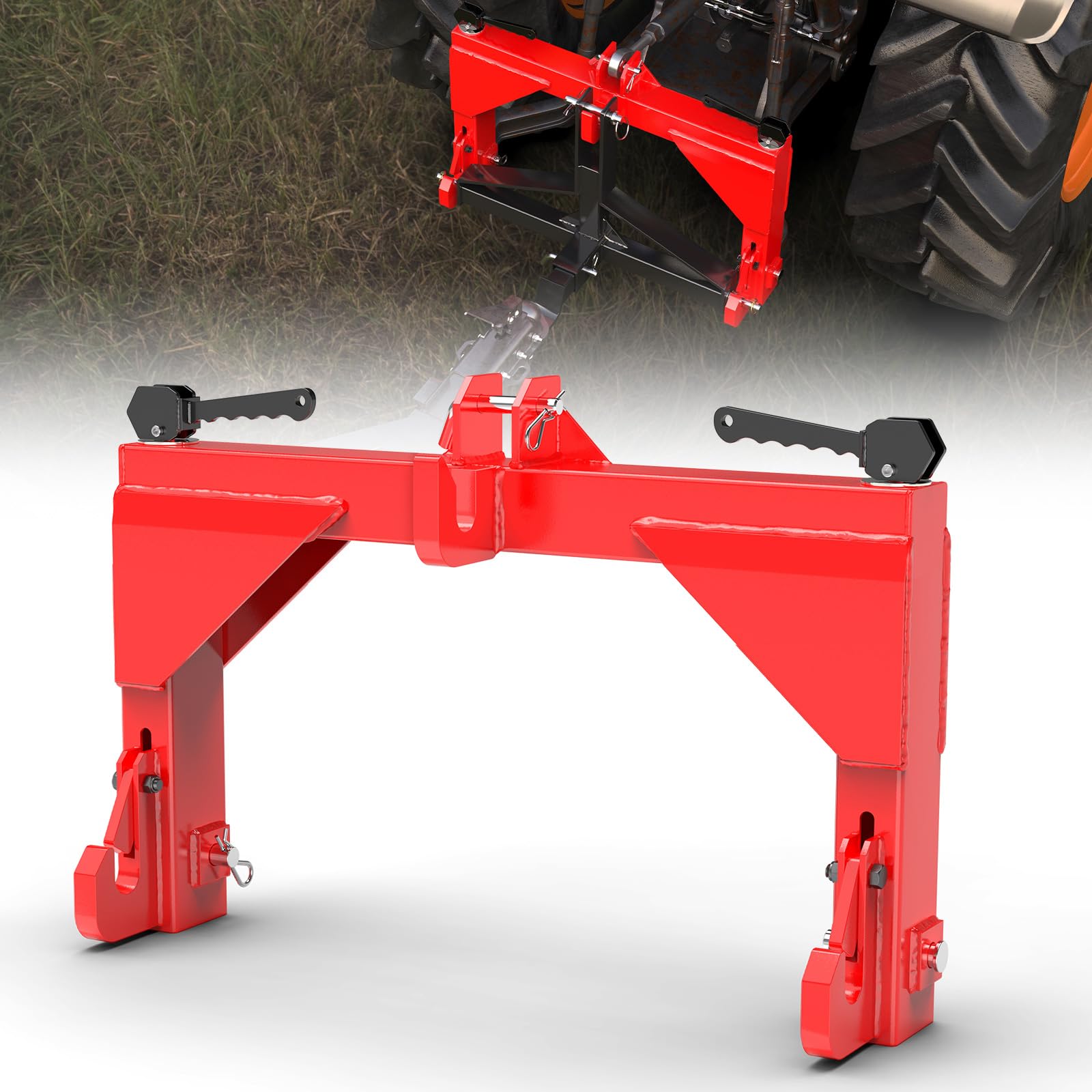 Snapklik.com : Red Heavy Duty 3 Point Quick Hitch Adaption, 3000 Lbs ...
