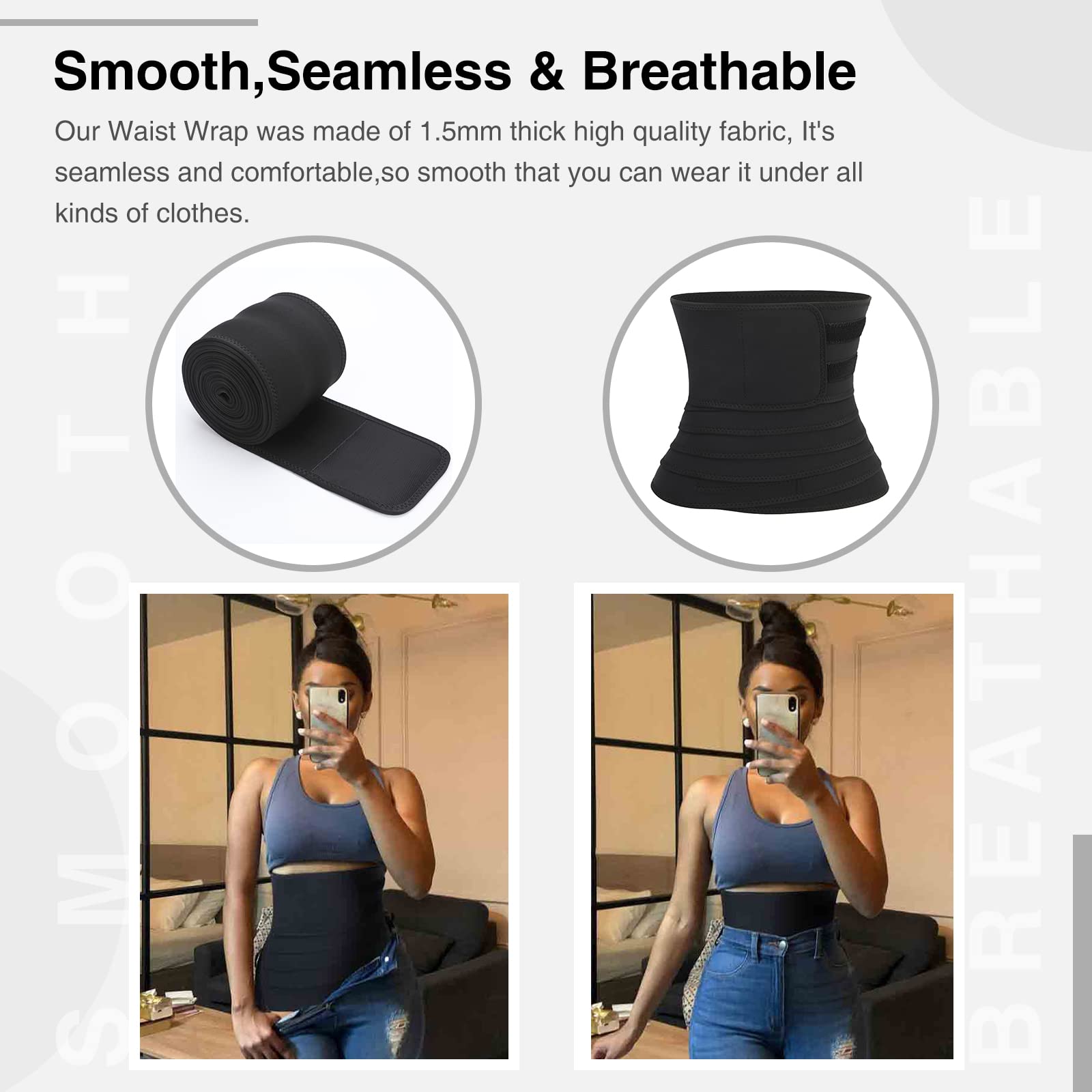FeelinGirl Waist Trainer for Women Bandage Wrap Sauna Belt Long Torso ...
