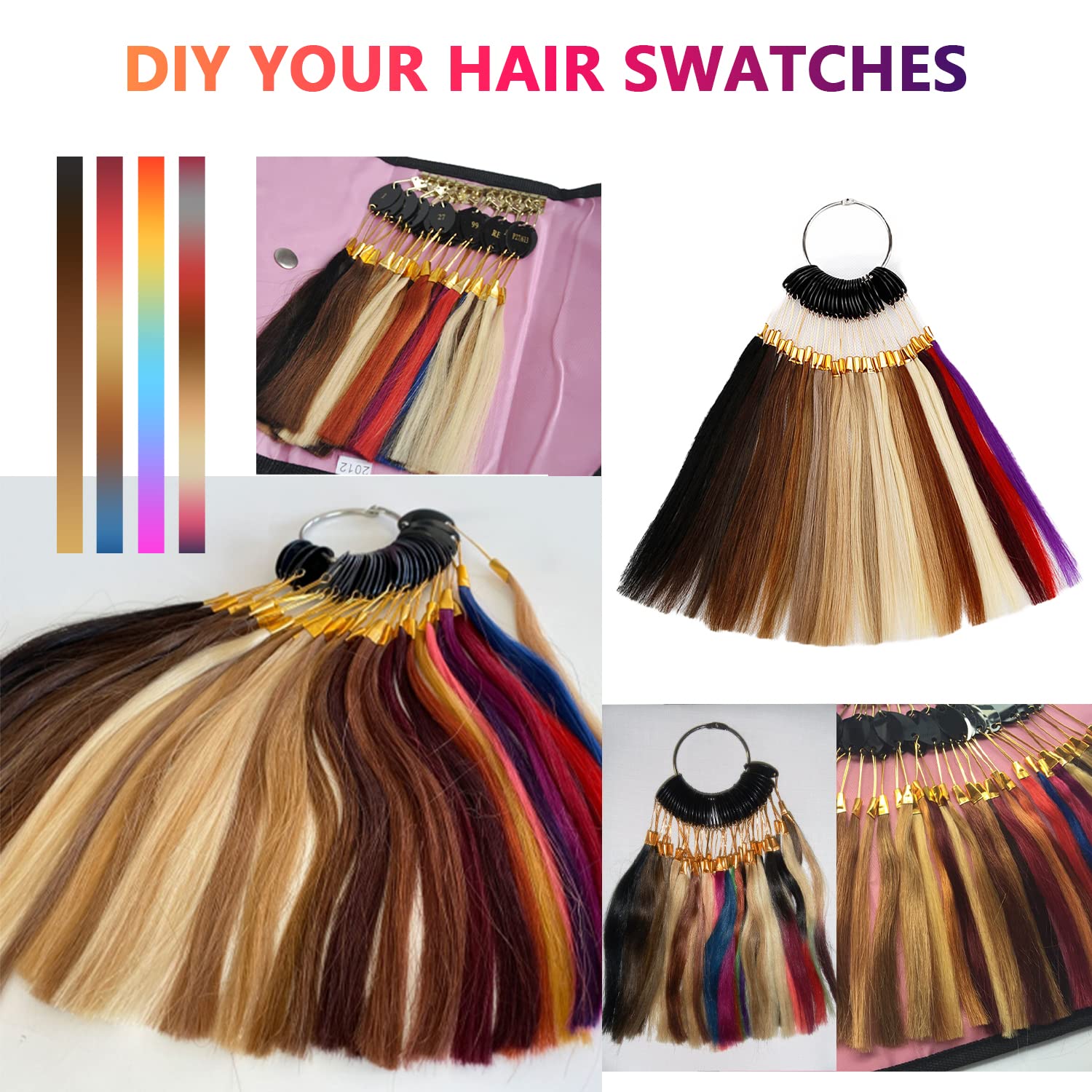 Buy Hair Swatches for Testing Color - 100% Human Hair Swatches Testing ...