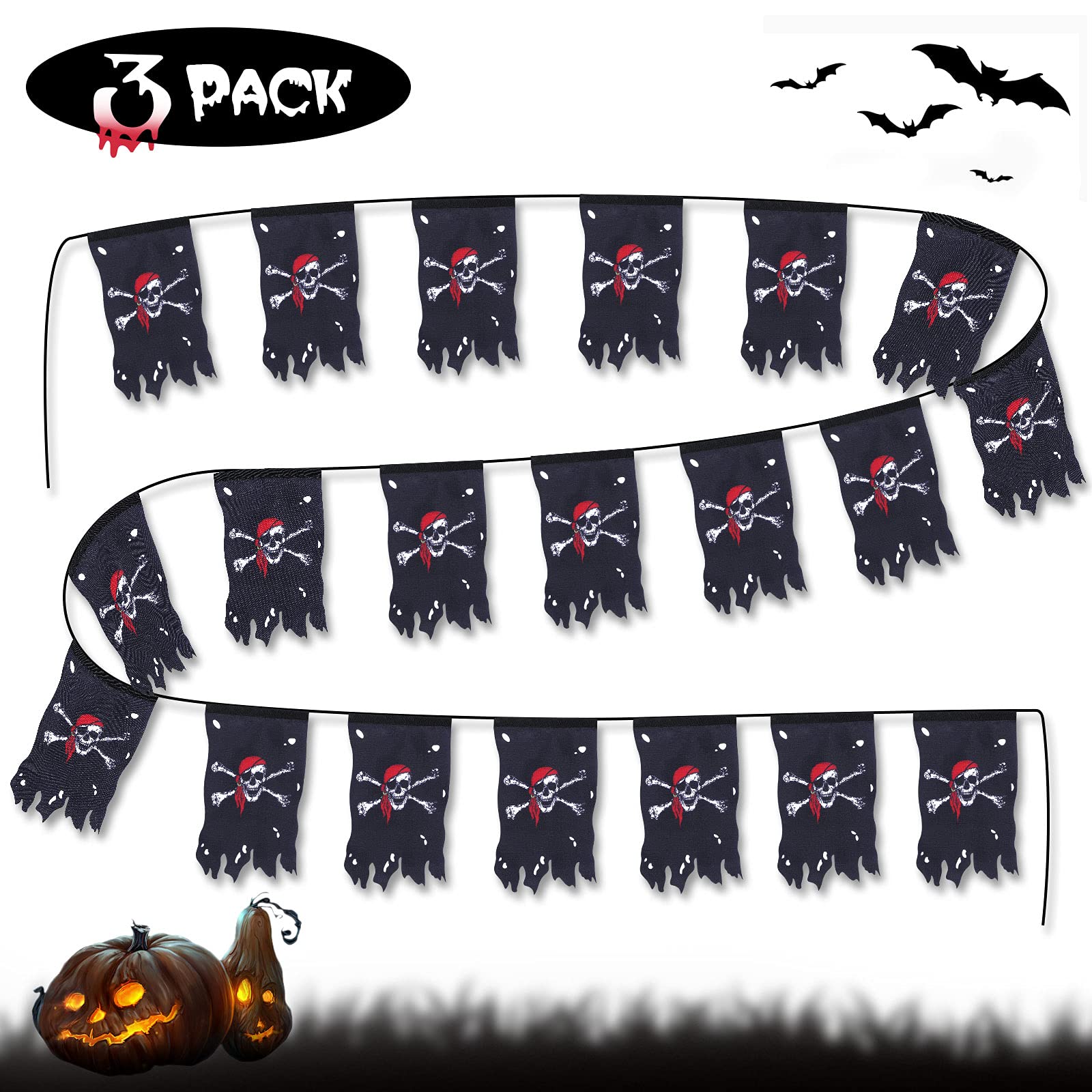 Snapklik.com : Tatuo 90 Feet Long Pirate Flag Banner Pirate Party ...