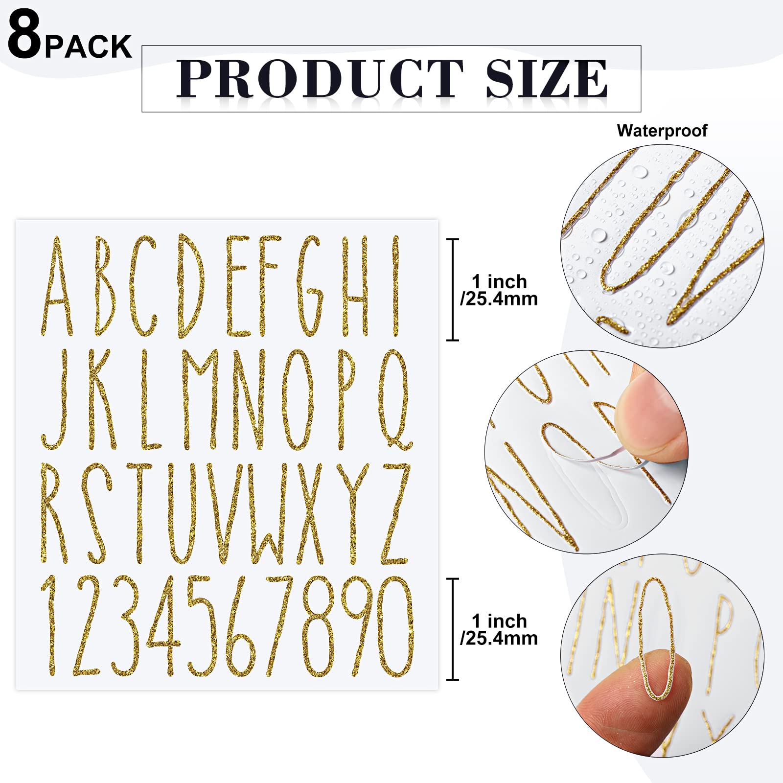Snapklik.com : Clabby 8 Sheets Letter Stickers Vinyl Alphabet Numbers ...