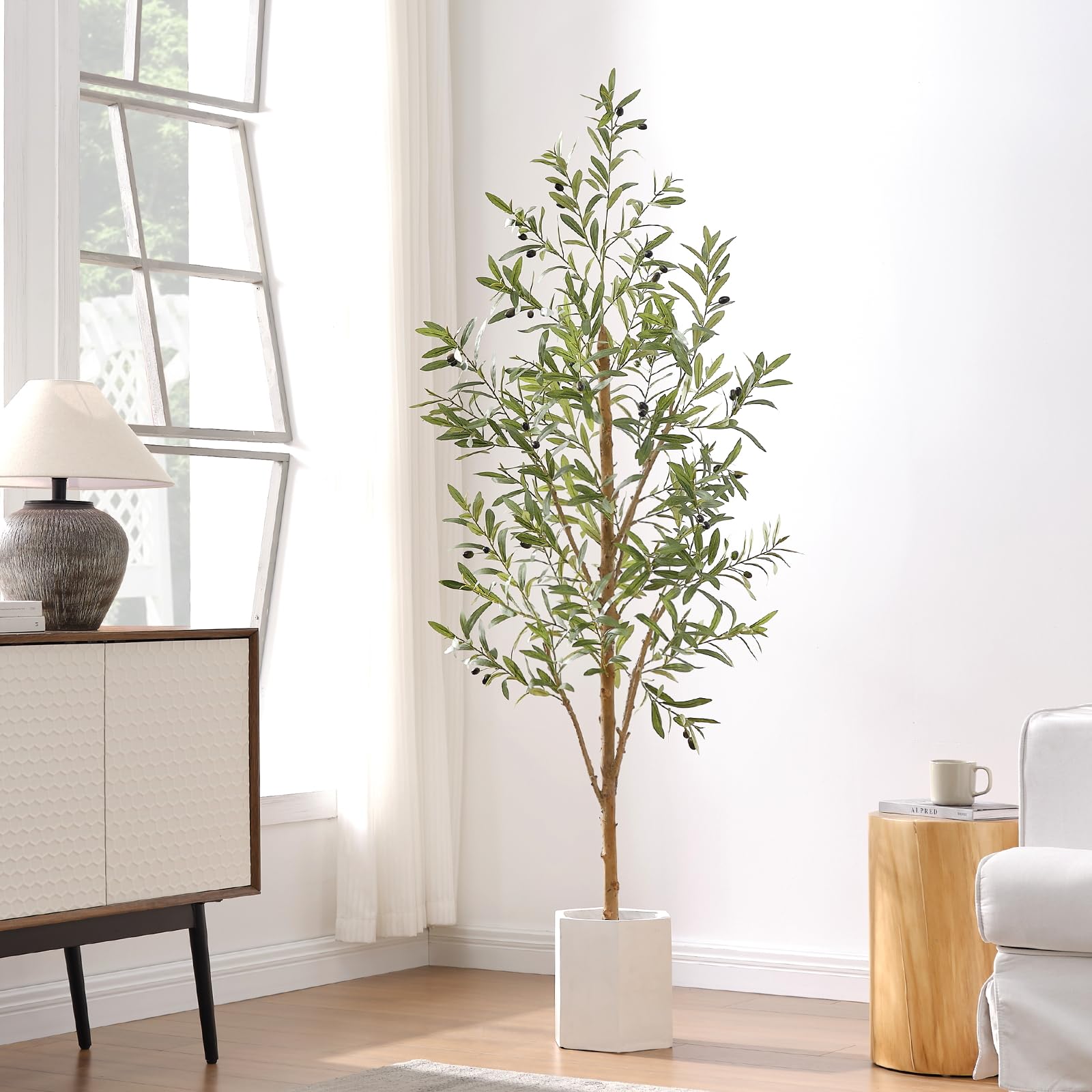 Keeplush 6ft Artificial Olive Tree, Fake Olive Tree with 672 Lifelike ...