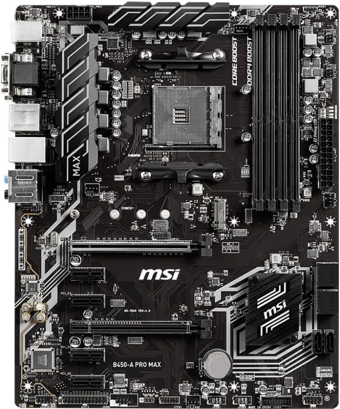 MSI B450-A PRO MAX Motherboard ATX, AM4, DDR4, LAN, USB 3.2 Gen2, M.2 ...