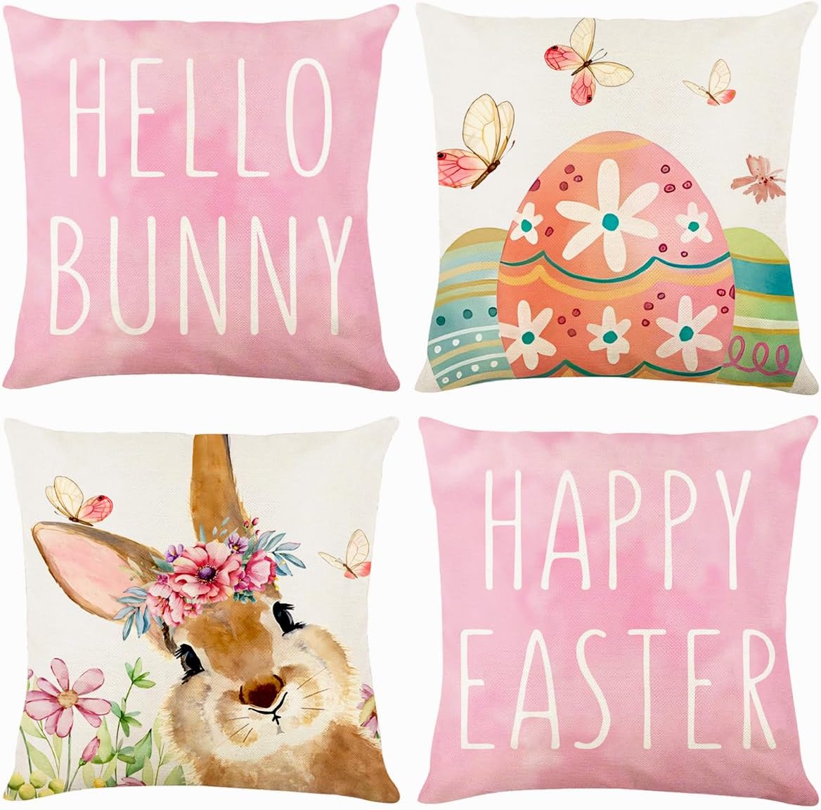 Amazon.com: Labeol Easter Pillow Covers, 18x18 Inch Set of 4 Easter ...