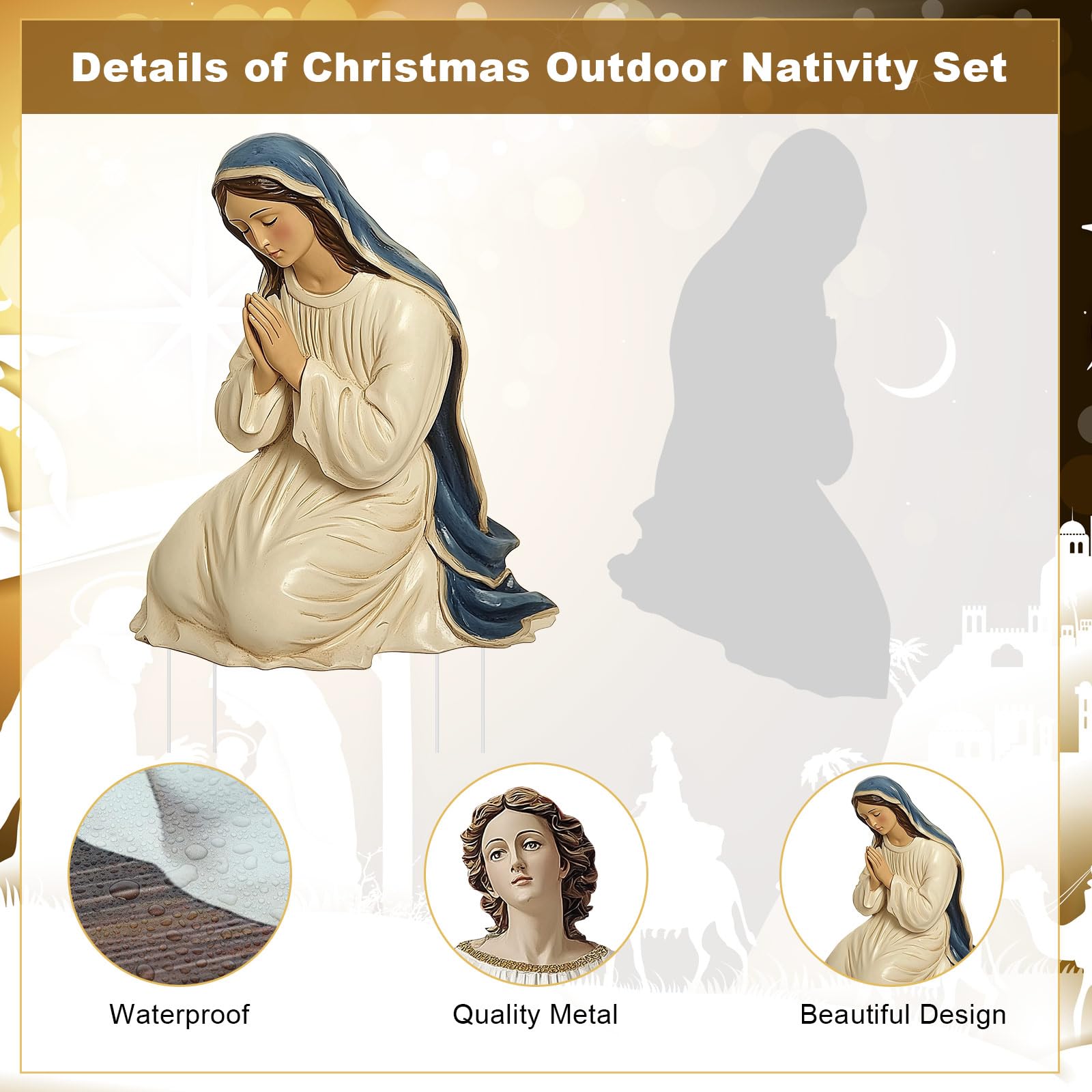 Snapklik.com : 14Pcs Metal Christmas Nativity Scene Set Small Holy ...