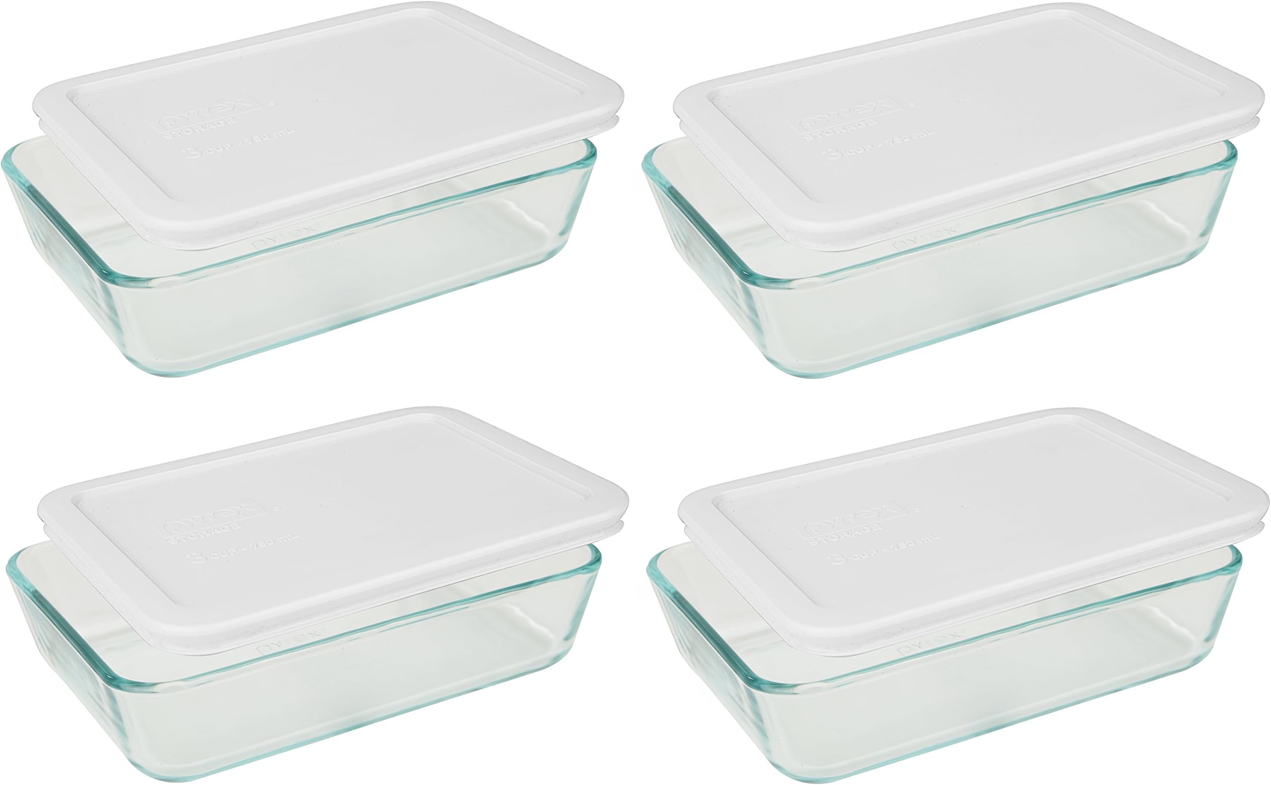 Amazon.com: 3-Cup Rectangle Food Storage (Pack of 4 Containers) (3 cup ...