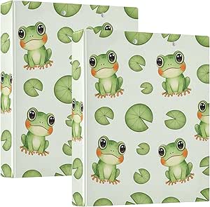 Amazon.com : 3 Ring Binder 2 Pack, Cute Frogs Green D Ring Binder with ...