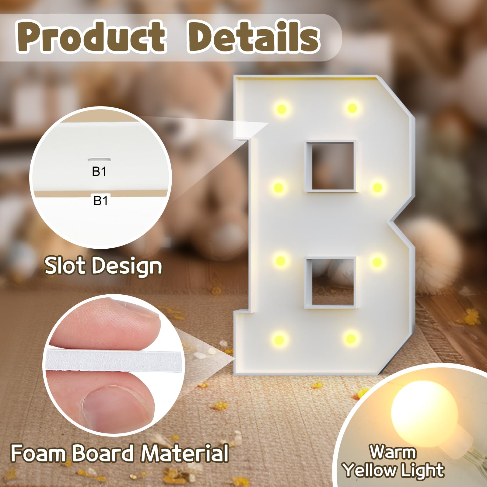 Snapklik.com : Baby Shower Decorations Boys: 2.3FT Marquee Light Up ...