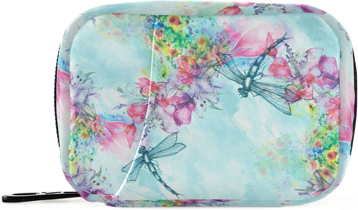 Amazon.com: Watercolor Dragonfly Flower Pill Organizer Case Blue ...
