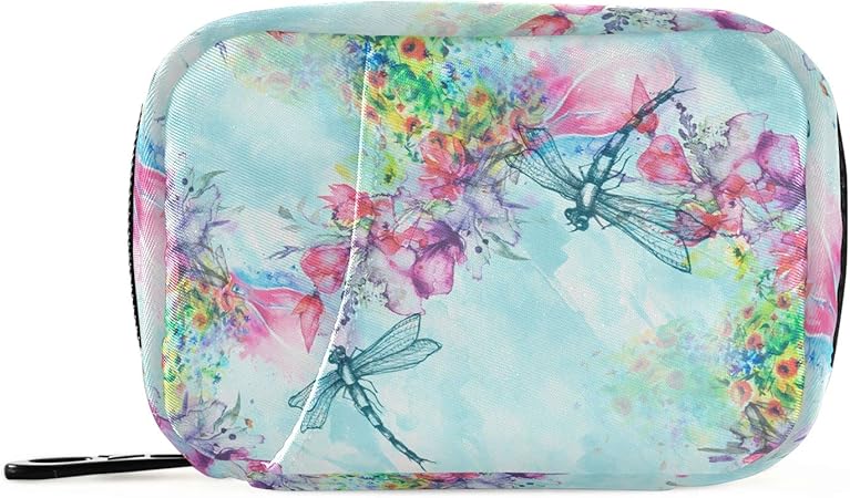 Amazon.com: Watercolor Dragonfly Flower Pill Organizer Case Blue ...