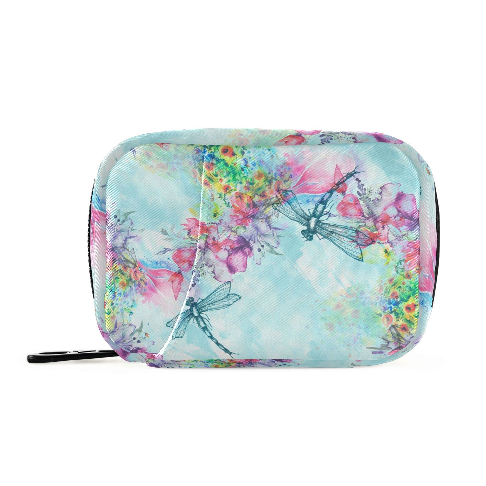 Amazon.com: Watercolor Dragonfly Flower Pill Organizer Case Blue ...