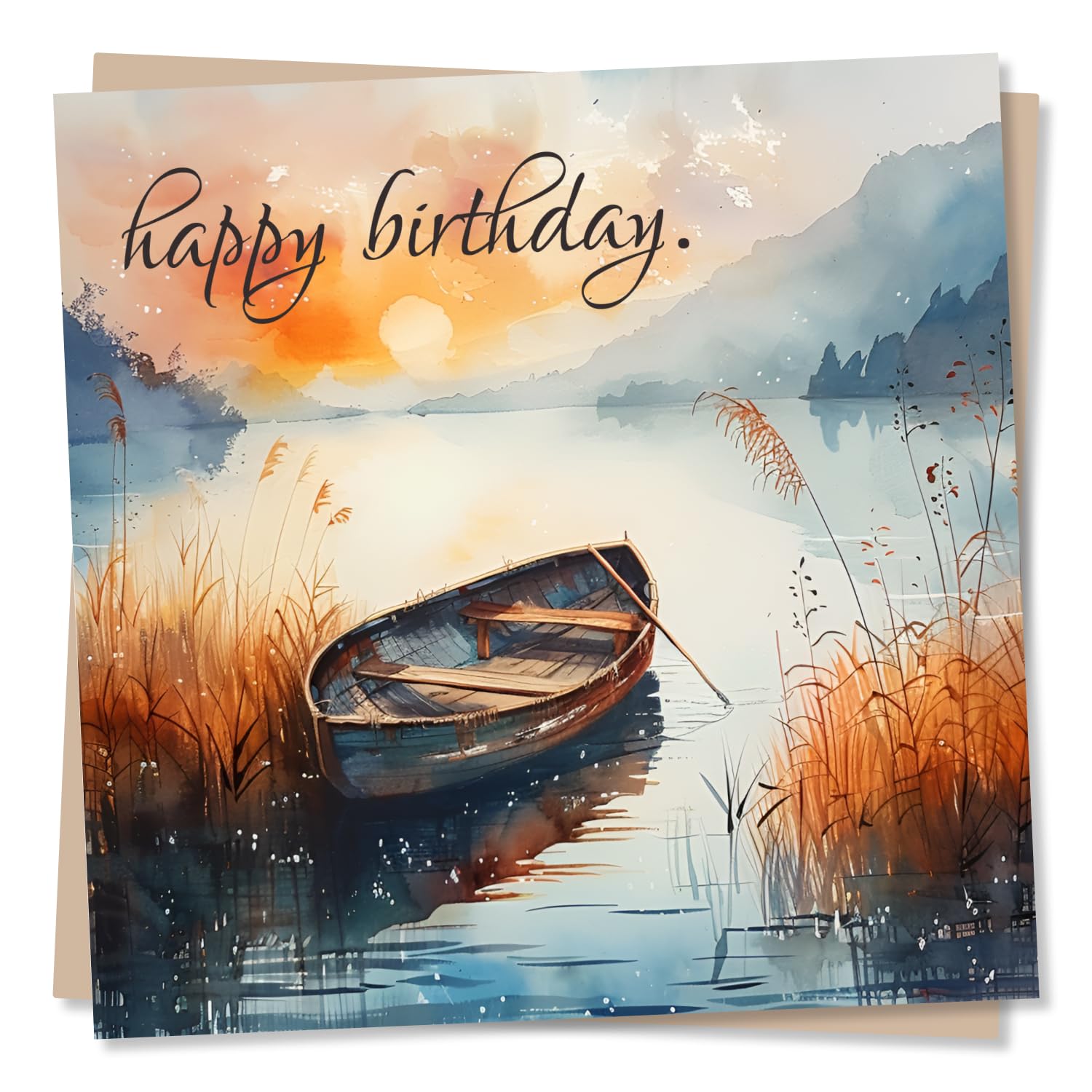 Stunning Lake Scene Happy Birthday Card - For Men, Women, Friend ...