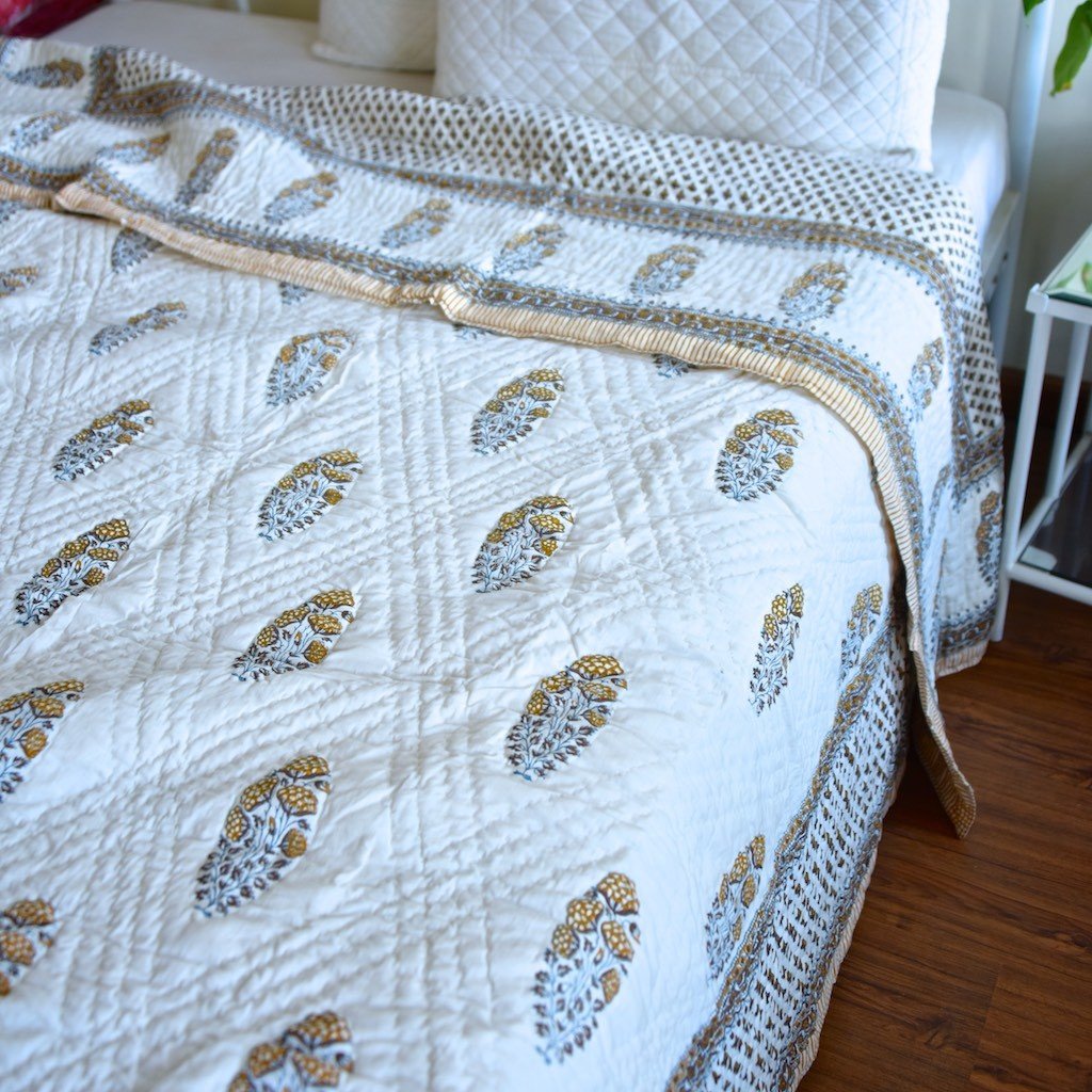 Buy KADAIR BUX RAZAI EMPORIUM MB Yellow Flower Rajasthani Designer ...