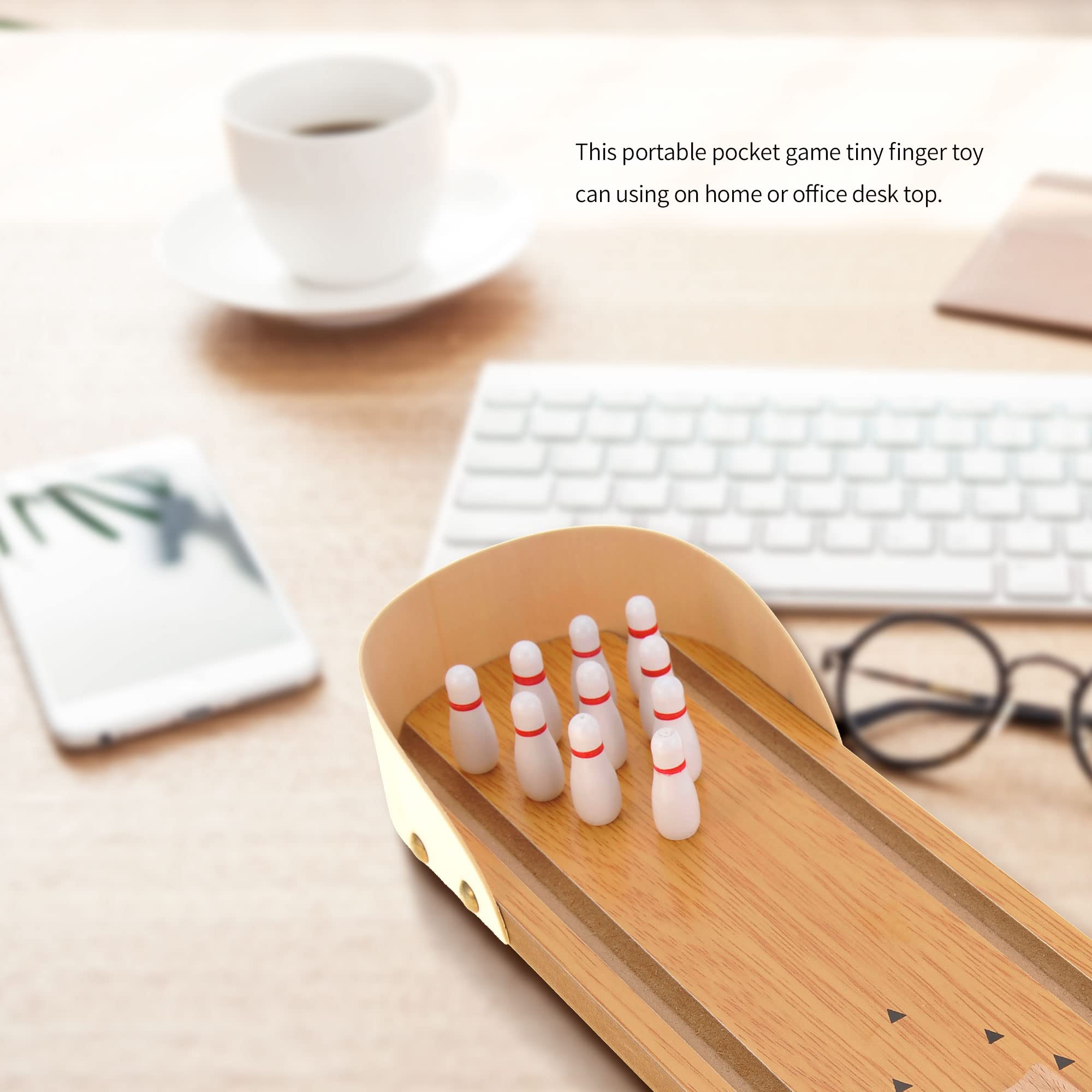 Snapklik.com : Mini Bowling Set Wooden Table Top Mini Arcade Game Toy ...