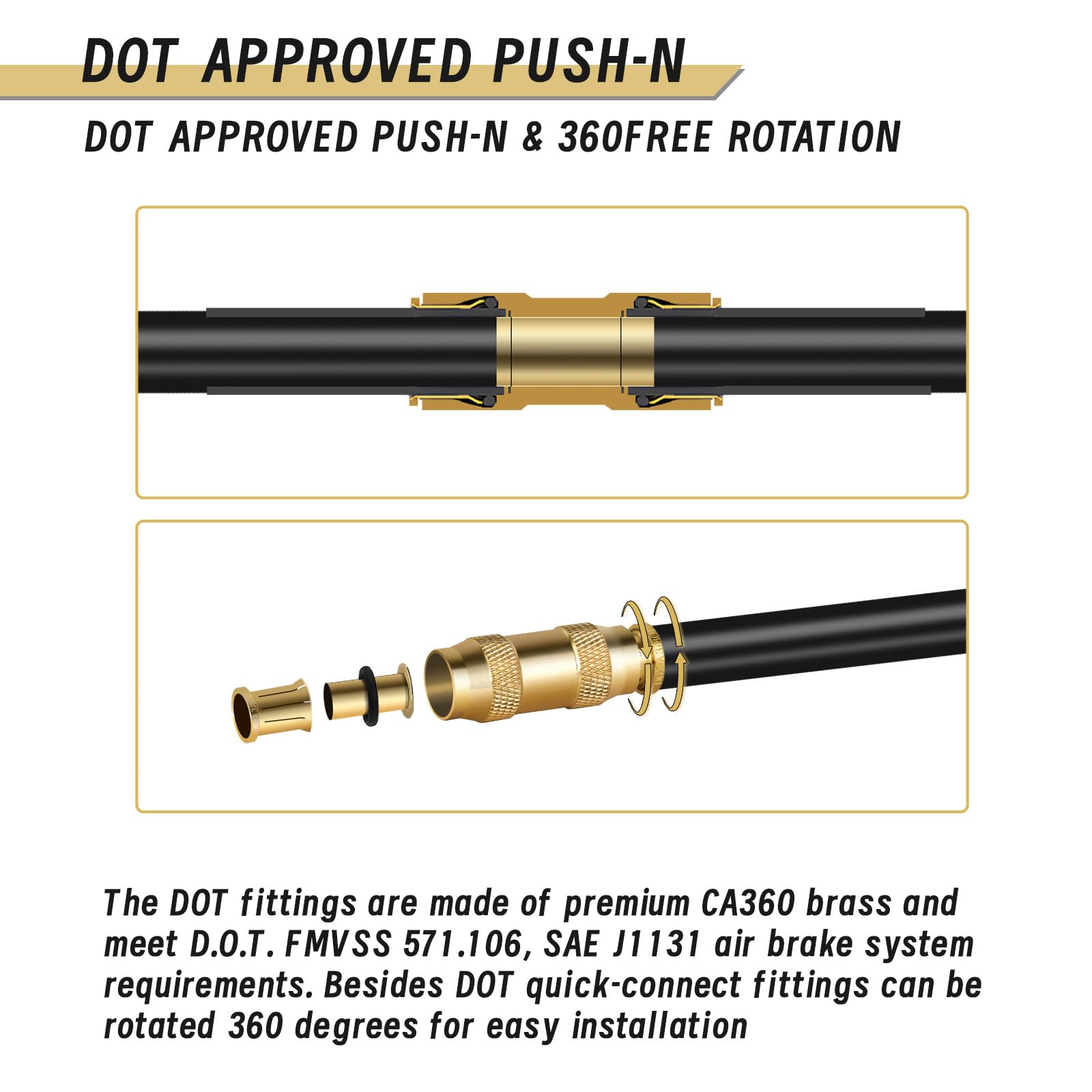 Snapklik.com : DOT Brass Air Line Fittings Kit - Upgraded Air Brake ...